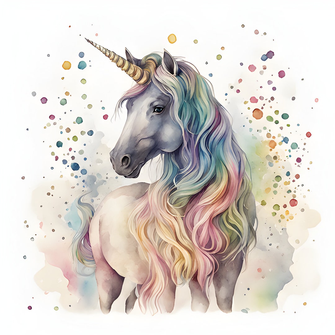 Vibrant Unicorn Watercolor Painting Magical Art for Nursery Decorcute ...