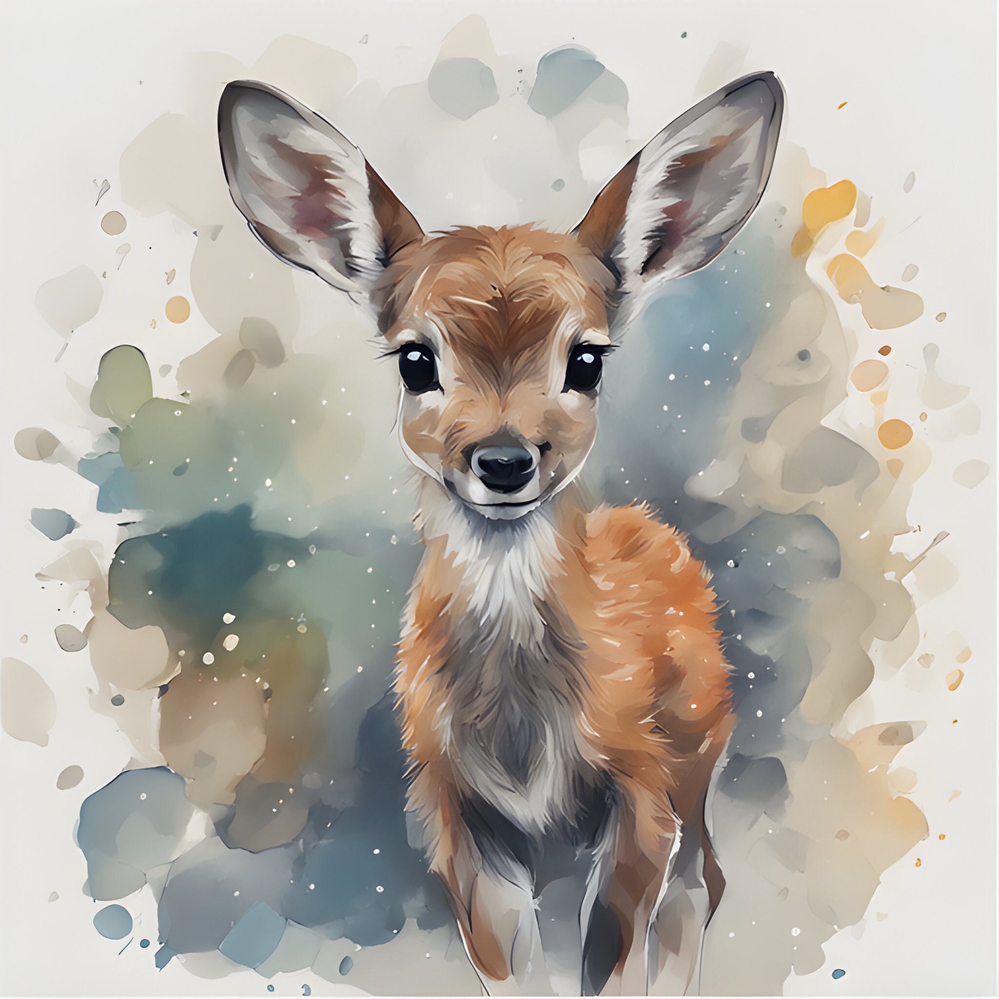 Watercolor Forest Deer Clipart Digital Download File for Wall Decor ...