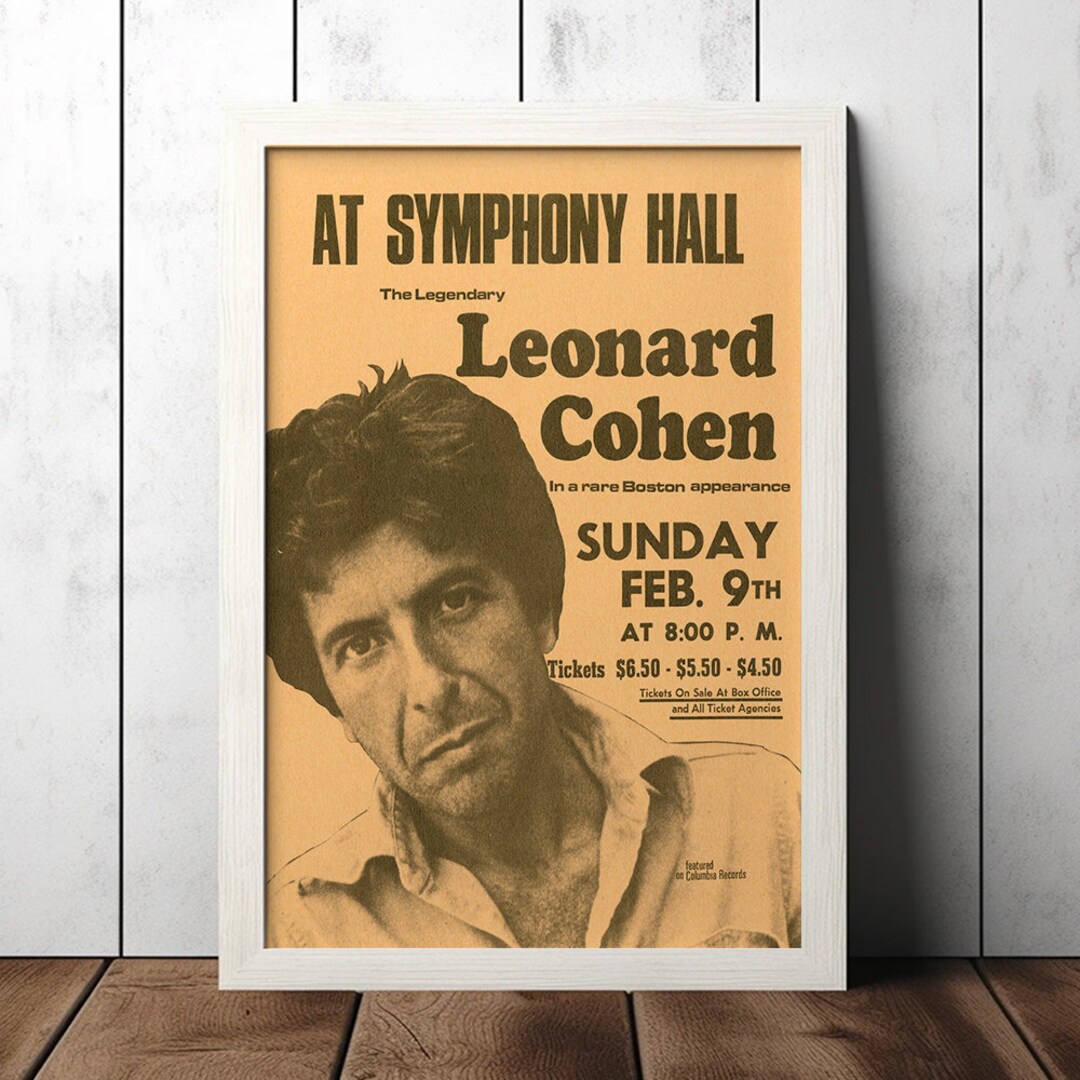 Leonard Cohen Vintage Concert Poster - Music Fan Collectibles - Retro ...
