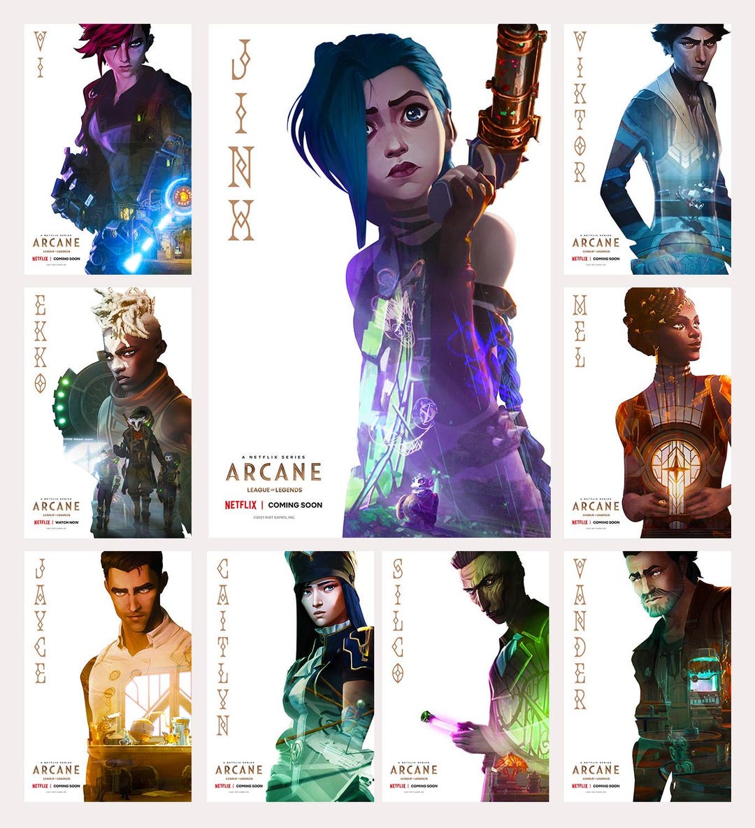 League of Legends Character Posters, Arcane League Animation Movie ...