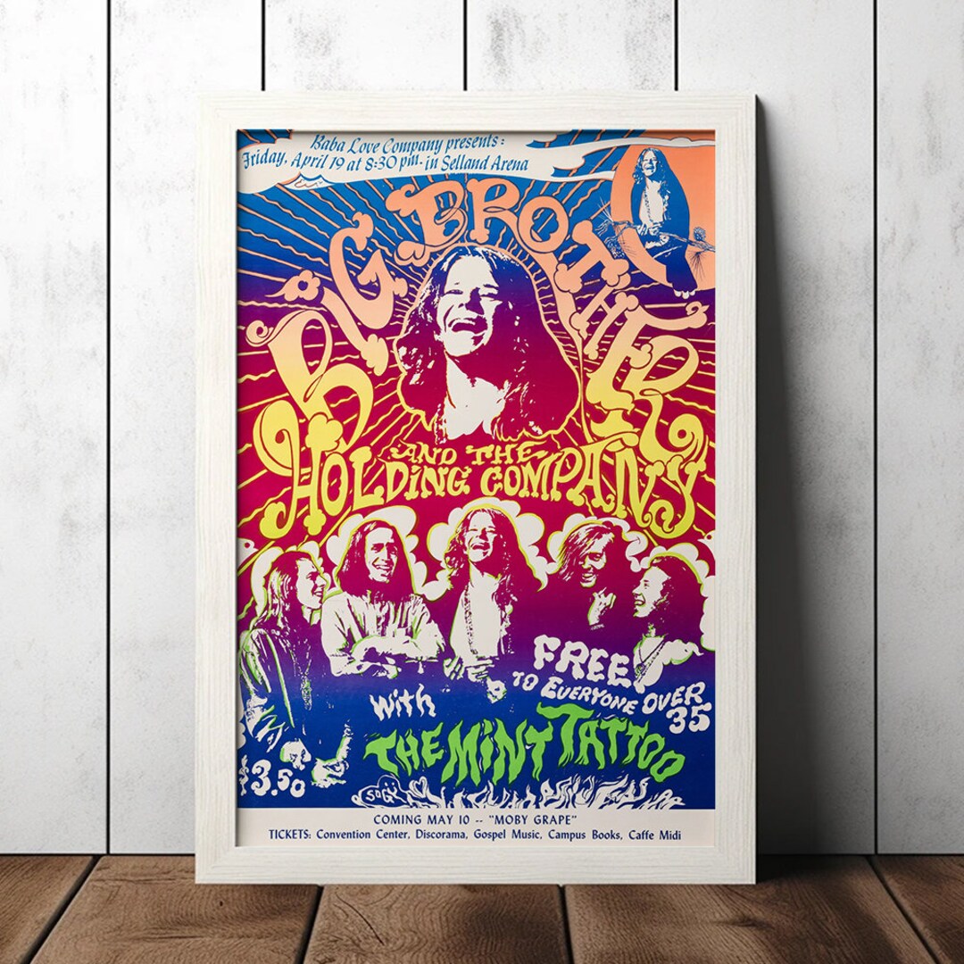 Janis Joplin 1968 Concert Poster - Music Fan Collectibles - Vintage ...