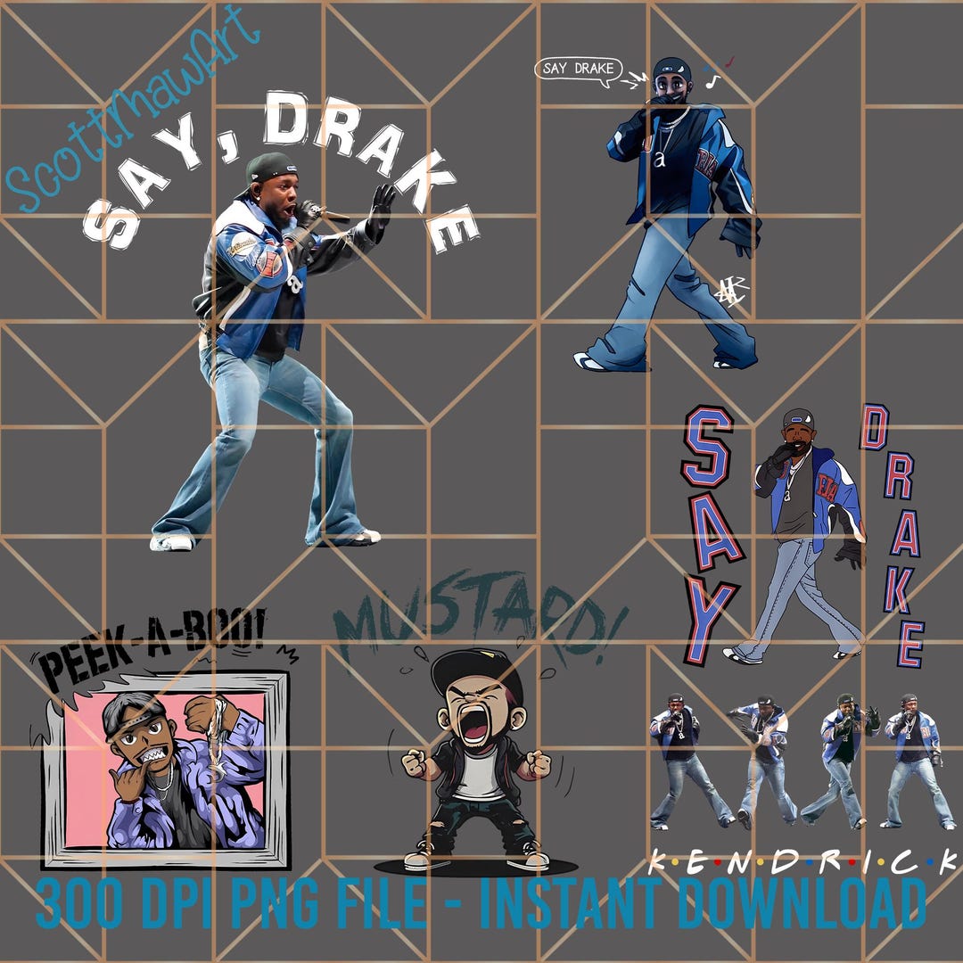 Kendrick Lamar Say Drake Bundle Png, Kendrick Drake Shirt Png, Mustard ...