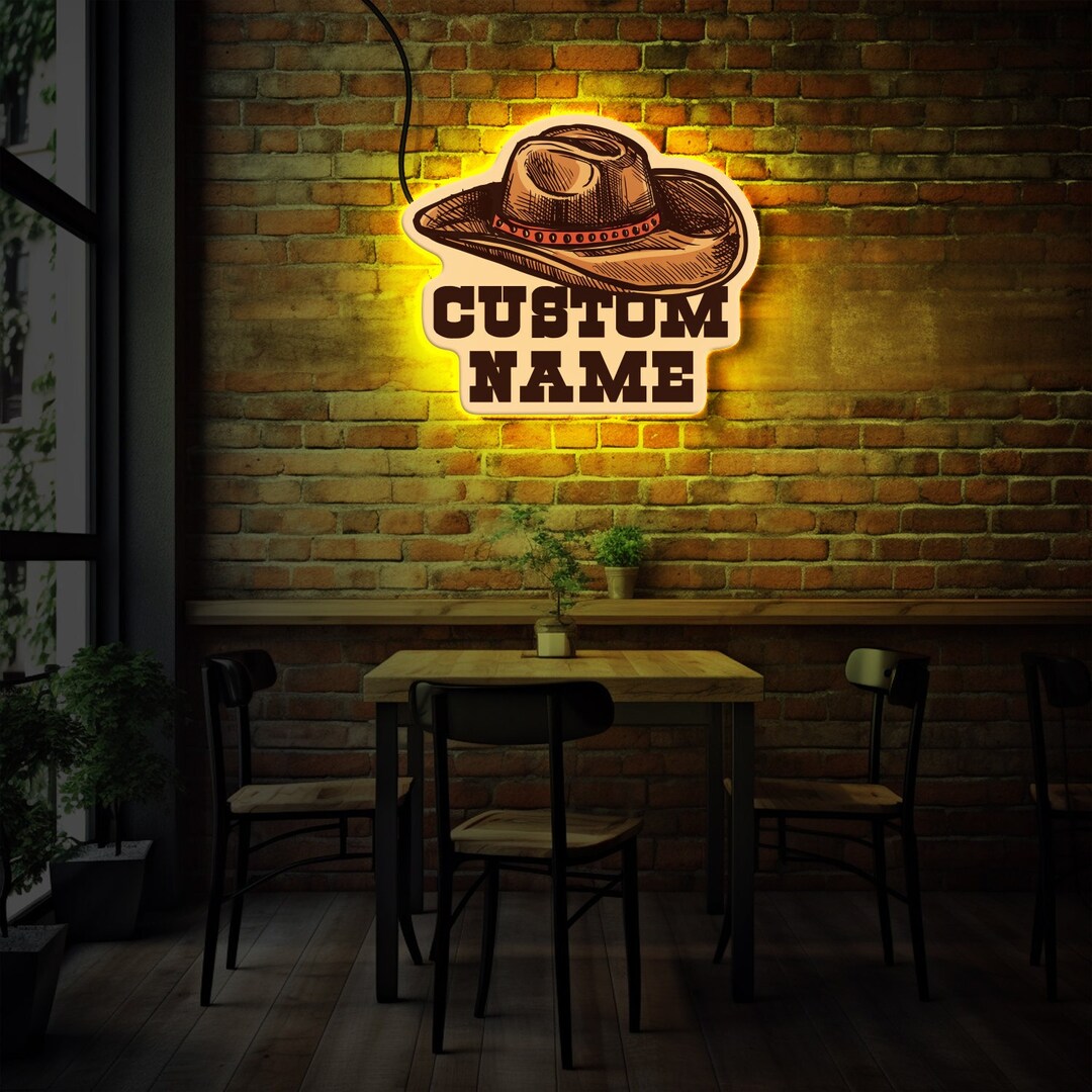 Cowboy Hat With Name Sign Cowboy Hat Neon Sign Personalized - Etsy