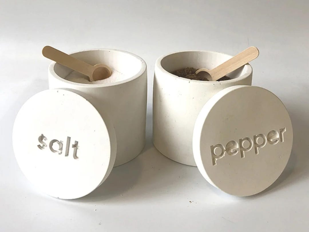 Handmade Concrete Spice Jars With Lids Salt and Pepper Shaker Set by ...
