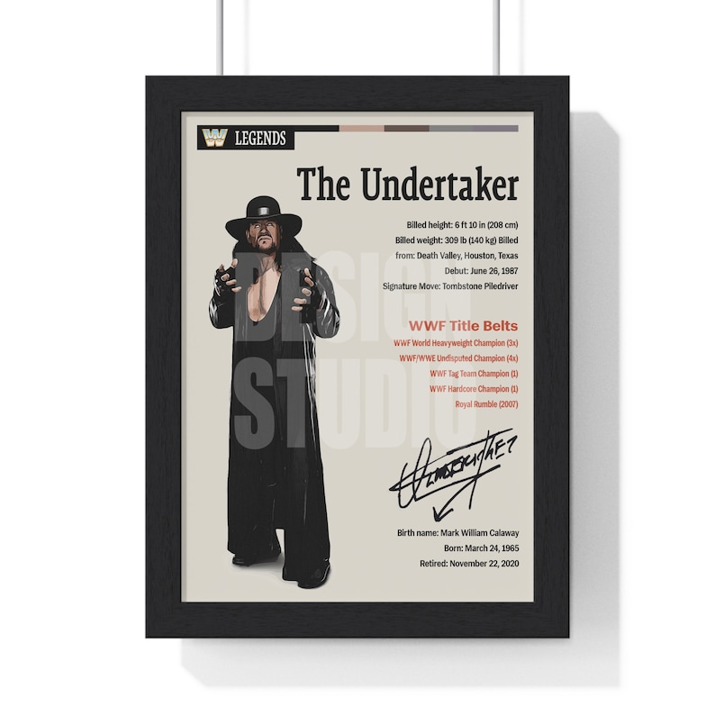 The Undertaker Wrestling Poster Wrestling Legends WWE - Etsy