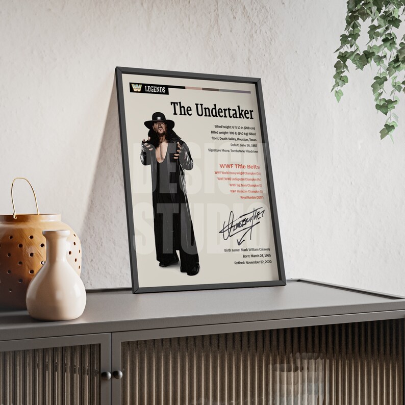 The Undertaker Wrestling Poster Wrestling Legends WWE - Etsy
