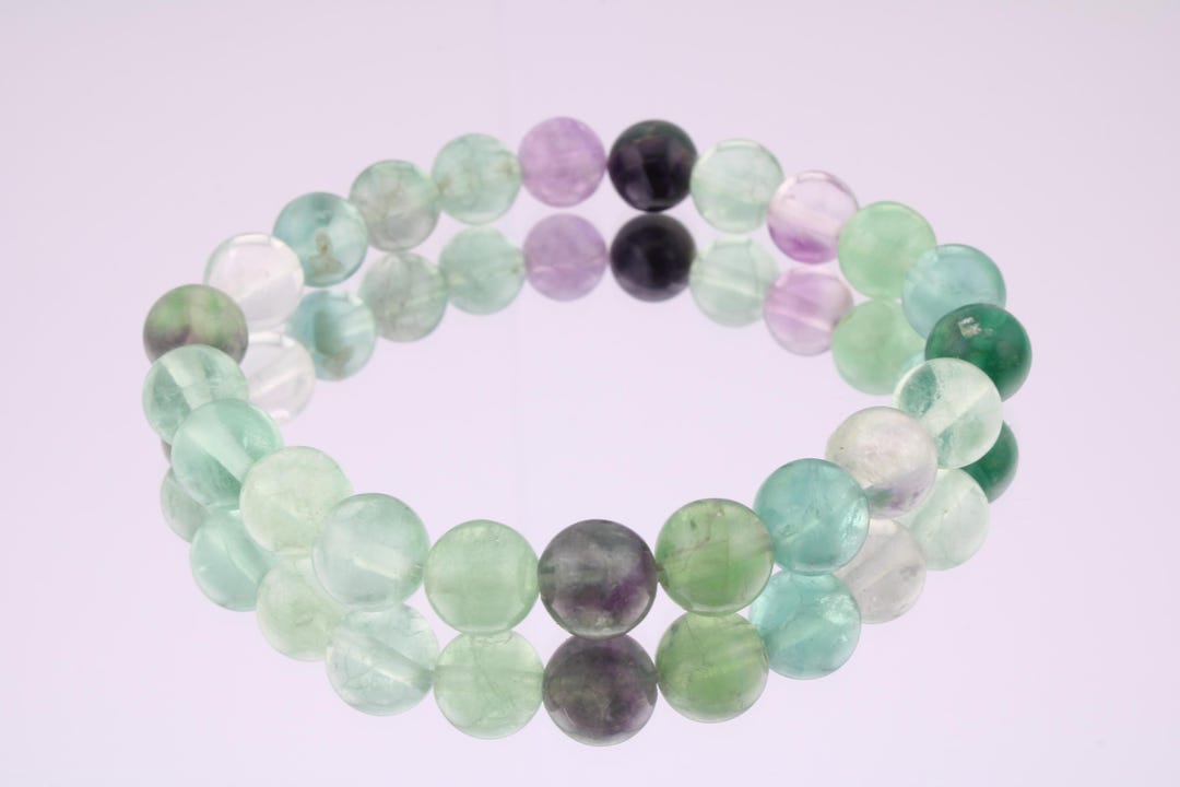 Flourite Purple Green AA 8mm 6mm Stone Bracelet Healing Chakra Bracelet ...