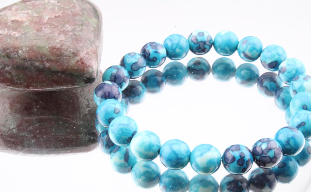 Blue Rain Flower, 8nm Personalized Calming Stone Bracelet Natural ...