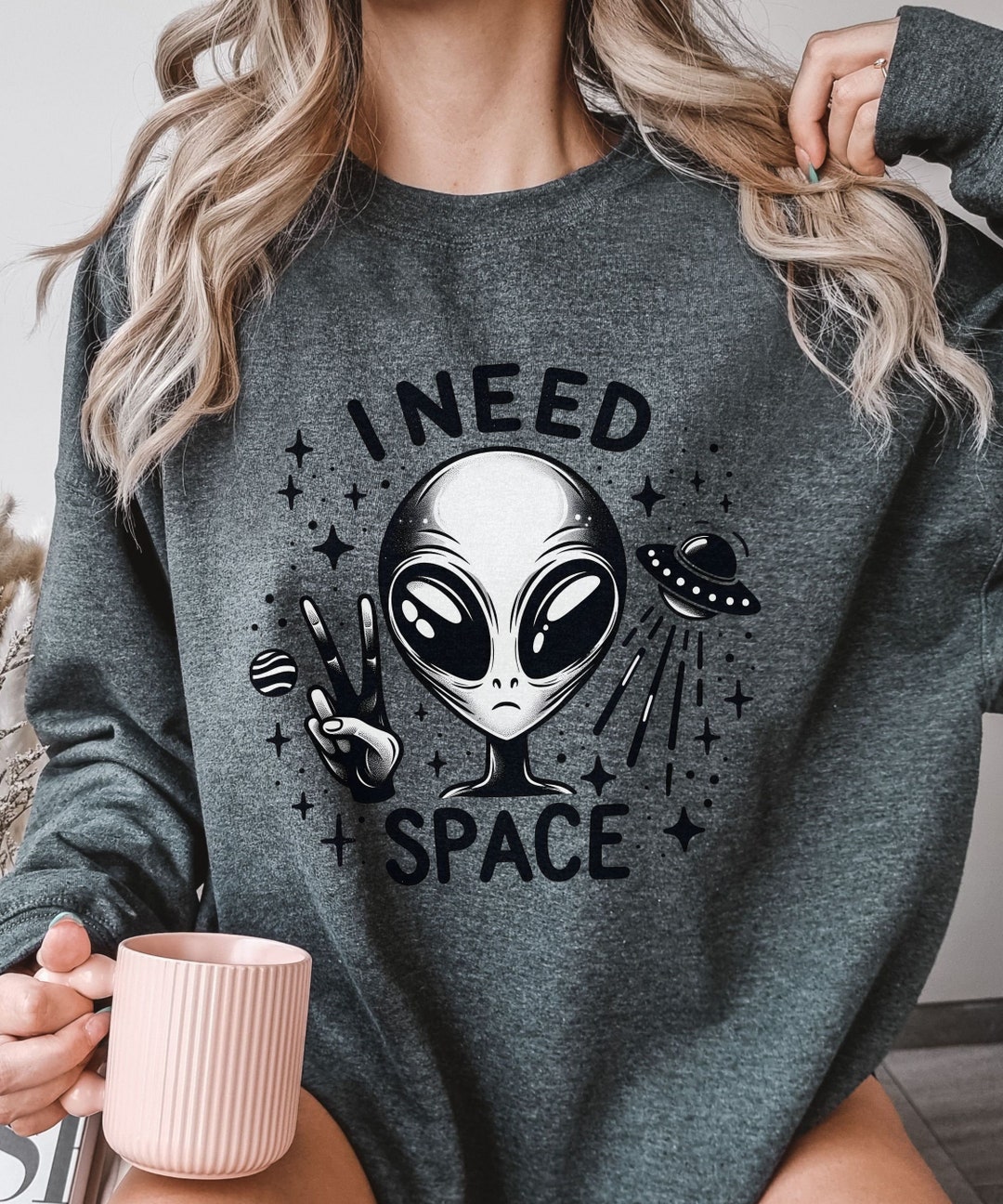 Black Aliens Sweater, Alien Abduction Sweater, Retro Alien Sweatshirt ...