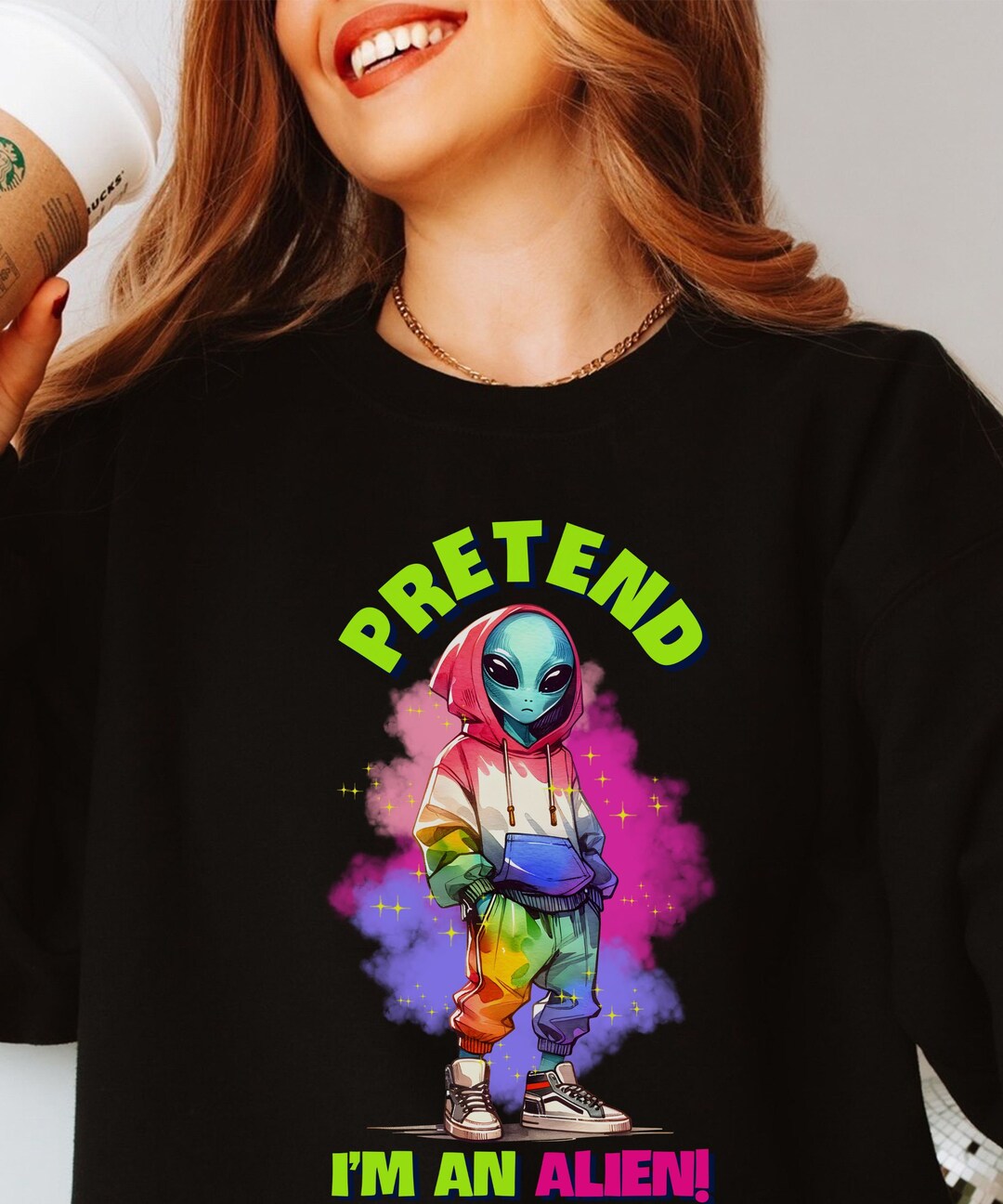 Neon Aliens Sweater, Alien Abduction Sweater, Retro Alien Sweatshirt ...