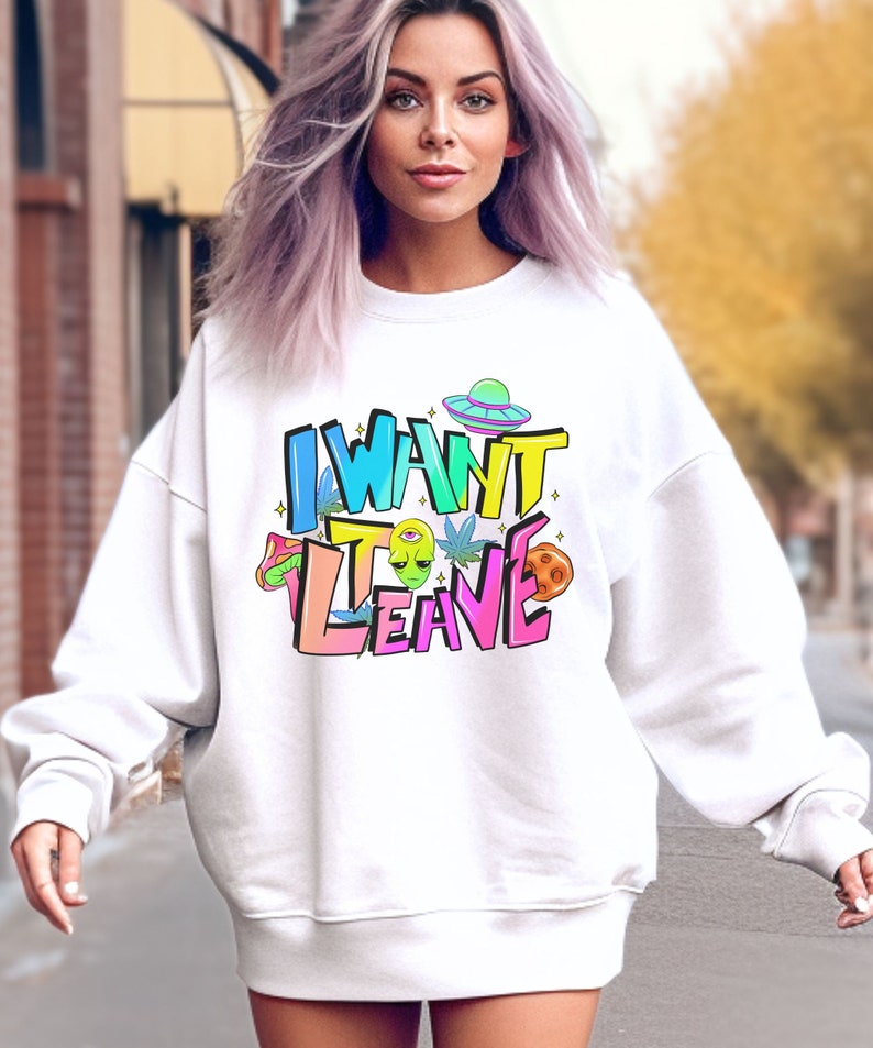 Neon Aliens Sweater, Alien Abduction Sweater, Retro Alien Sweatshirt ...