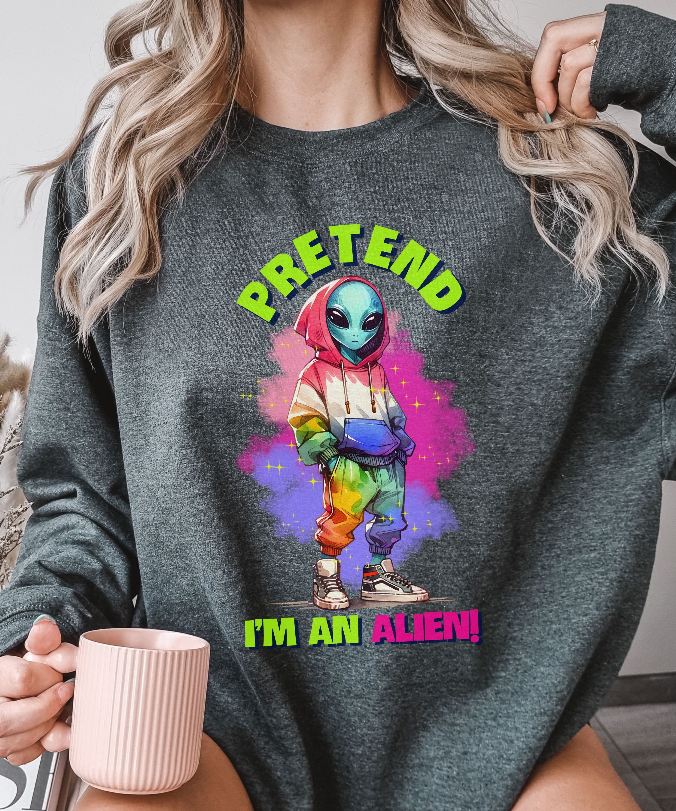 Neon Aliens Sweater, Alien Abduction Sweater, Retro Alien Sweatshirt ...