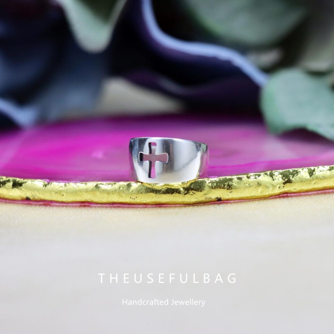 Vintage Aged Cross S925 Sterling Silver Tail Ring Knuckle Ring Women's ...