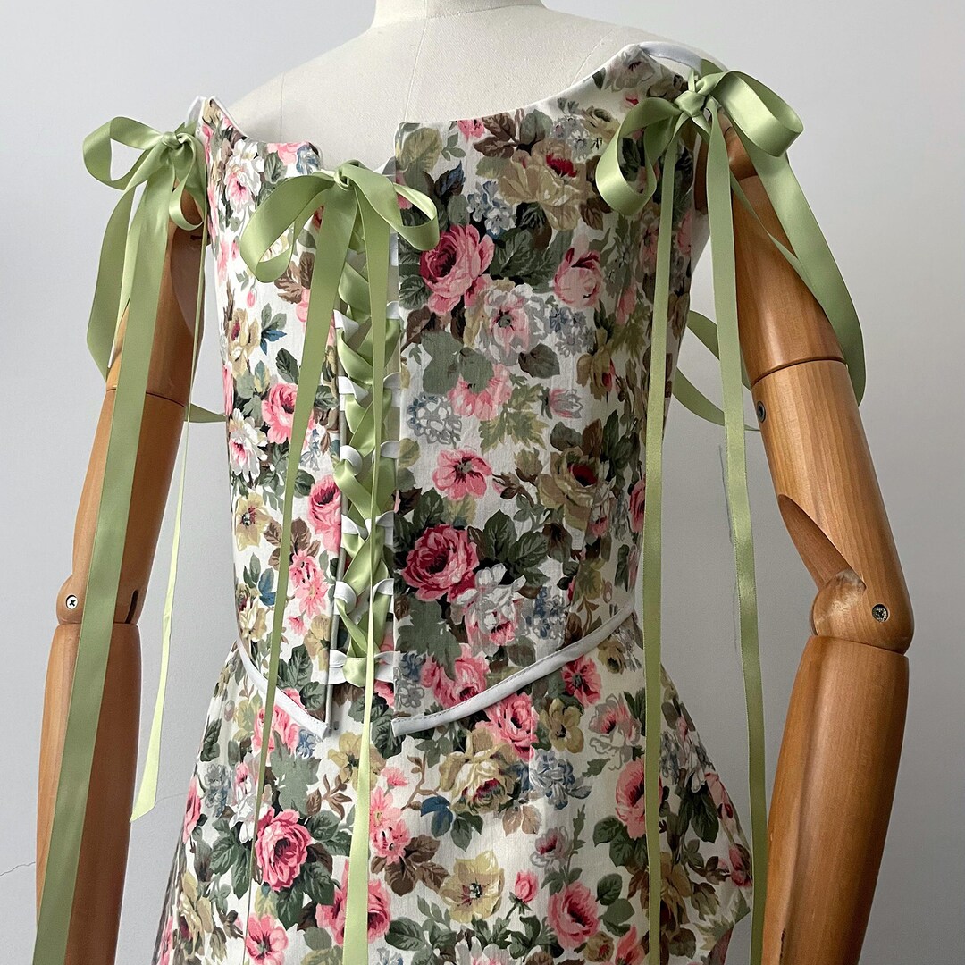 Vintage Floral Corset Upcycled Set - Etsy