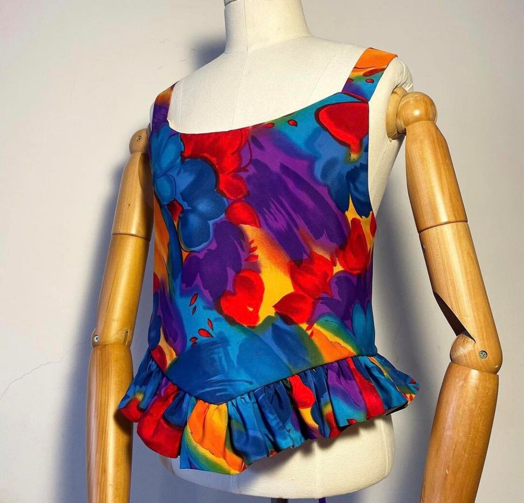 Reworked Corset, Upcycled Corset, Vintage Corset, Silk Corset, Rainbow ...