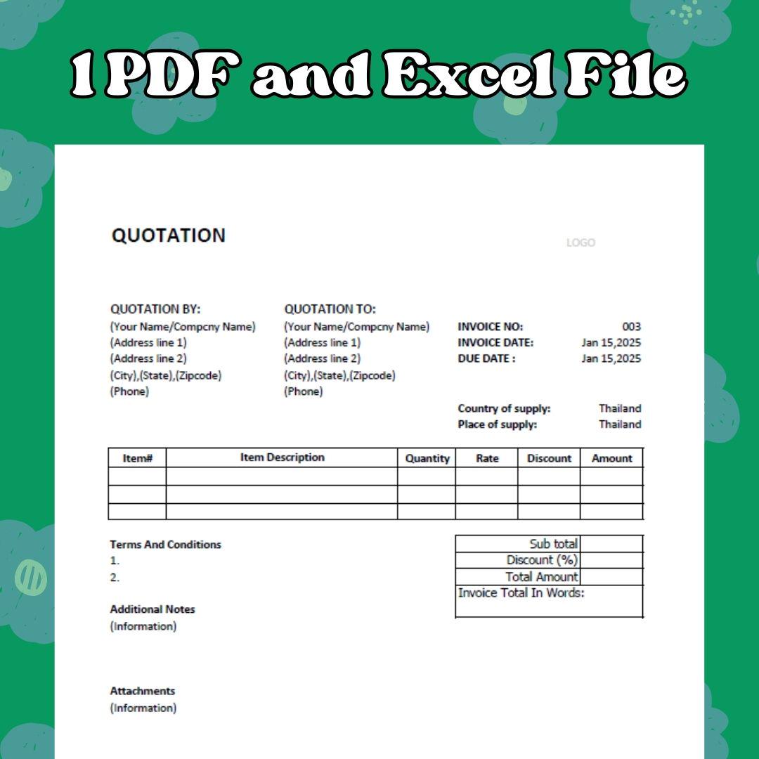 Customizable Quotation Template: Printable Business Quote (PDF) - Etsy