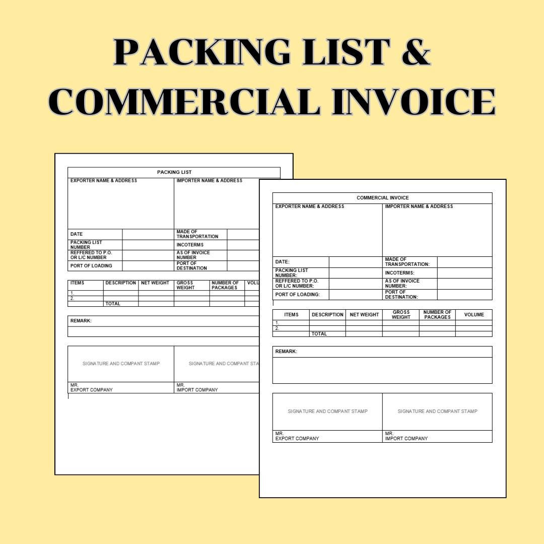 Editable Packing List and Commercial Invoice Packing List Template Import Export Document ...