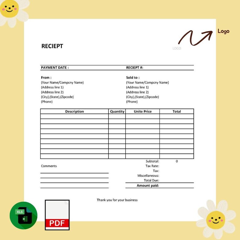 Editable Invoice and Reciept Template S Invoice Template Customizable ...