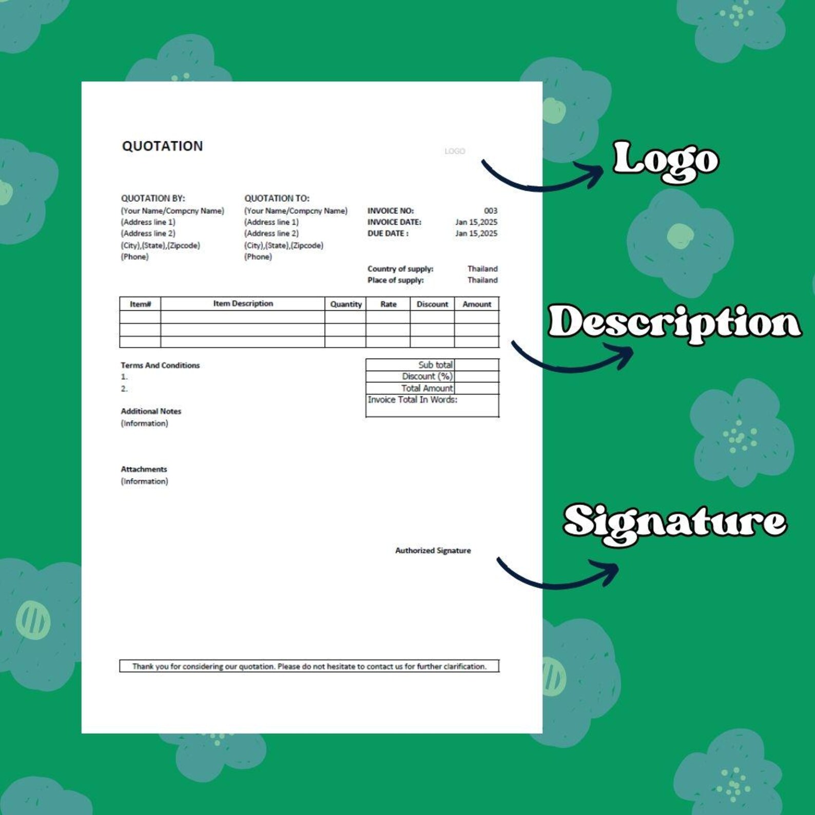 Customizable Quotation Template: Printable Business Quote (PDF) - Etsy