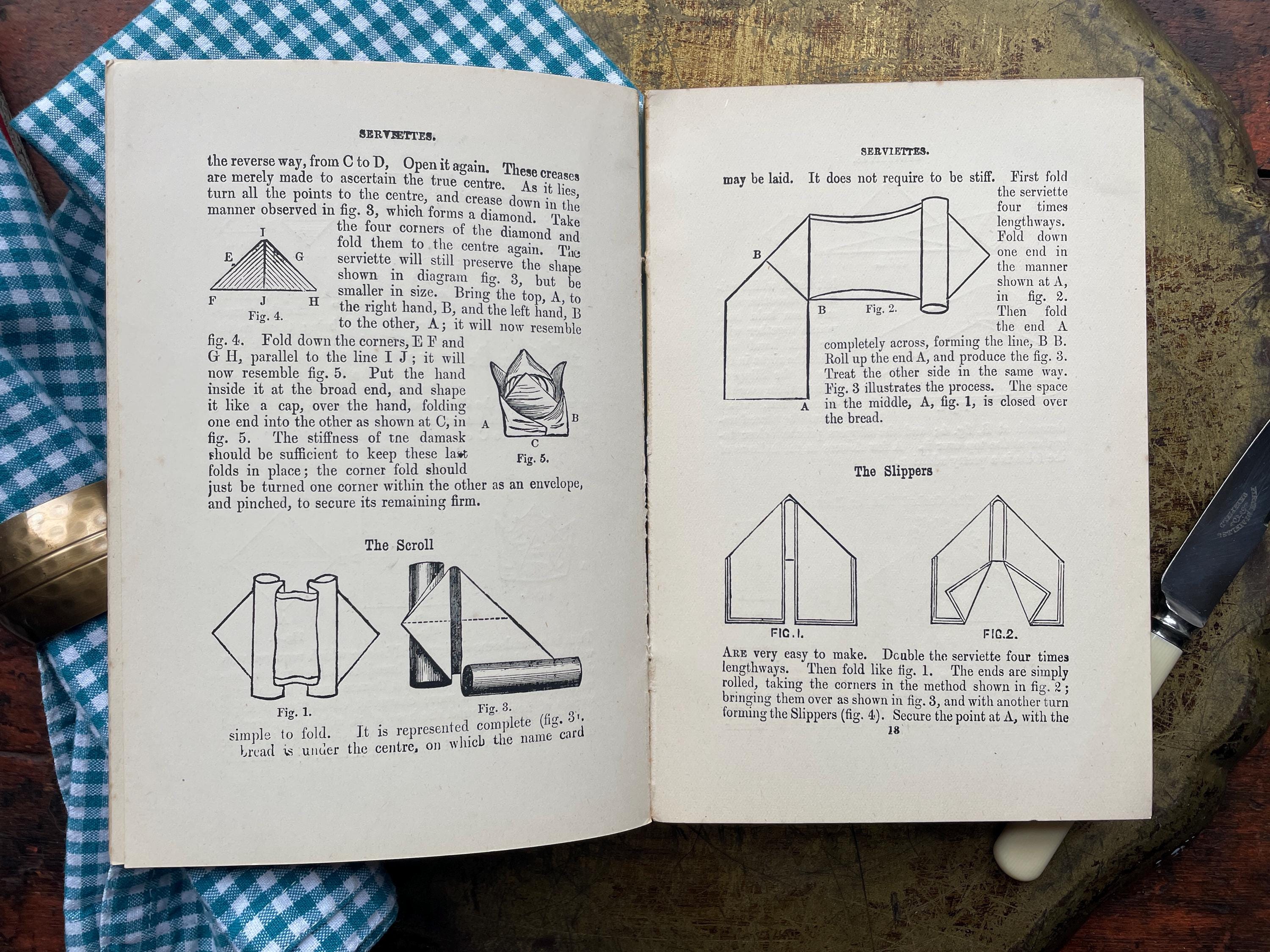 Victorian Guide Book, How to Fold Serviettes, 1875, Profusely ...