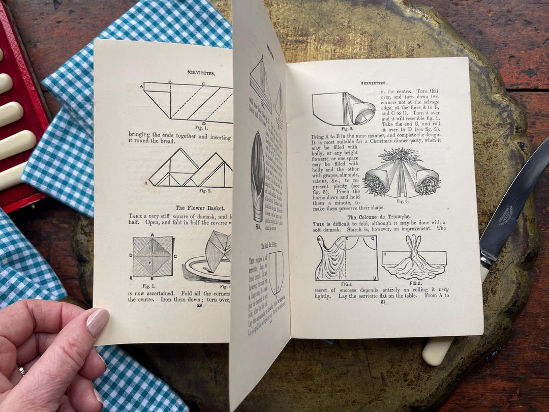 Victorian Guide Book, How to Fold Serviettes, 1875, Profusely ...