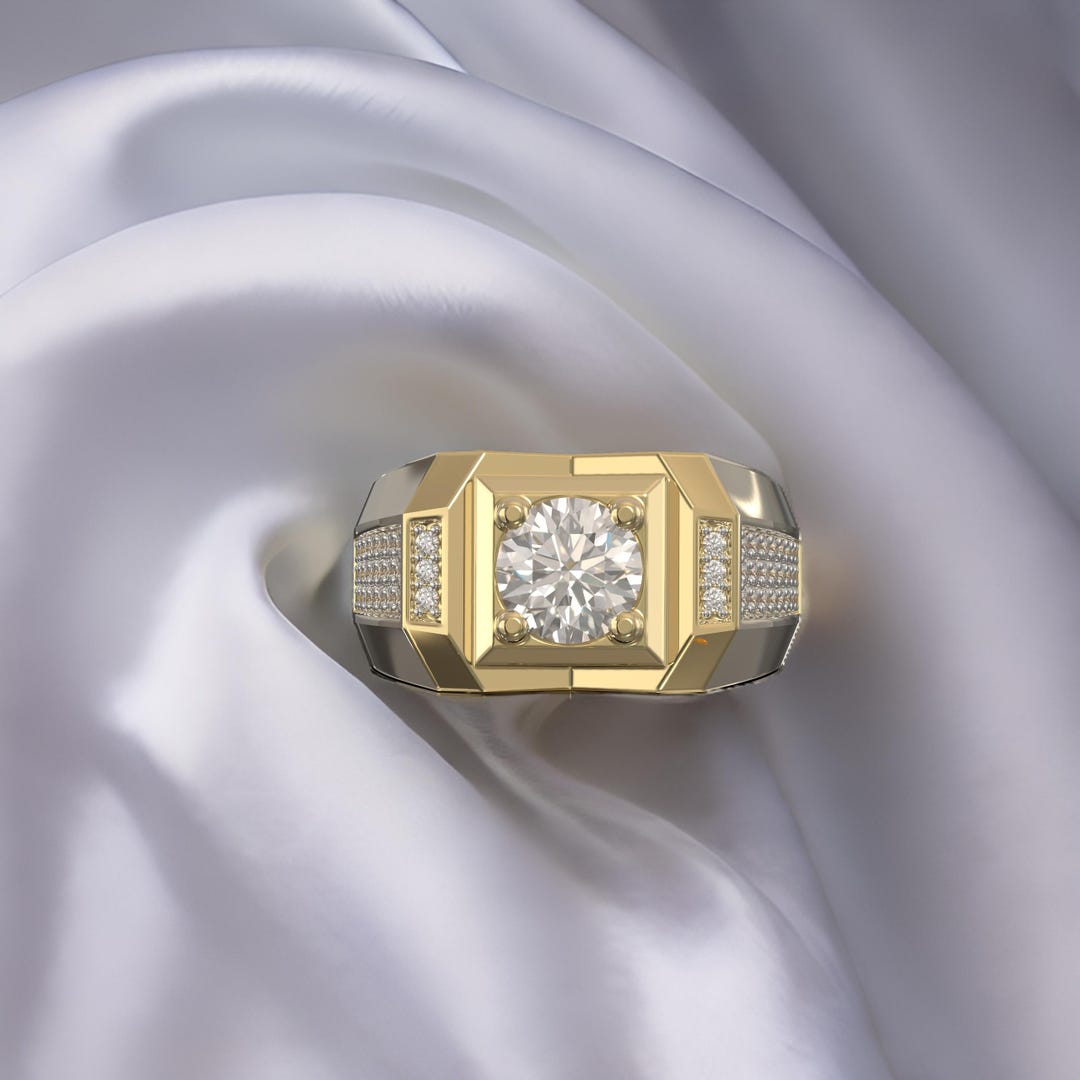 Diamond Men's Ring: Sterling Silver Solitaire Gents Ring - Etsy