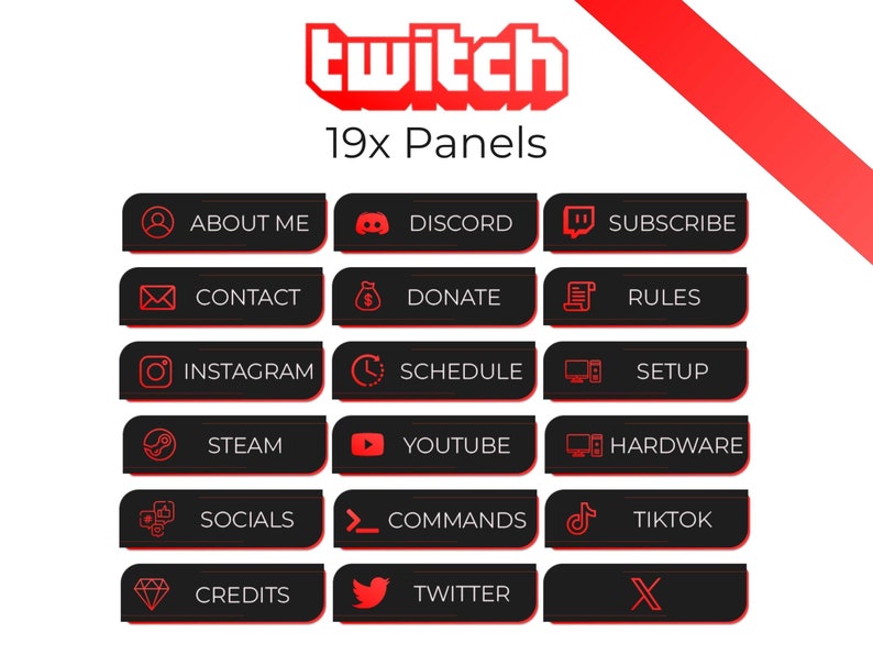 19x Minimalistic Red Twitch Panels - Etsy
