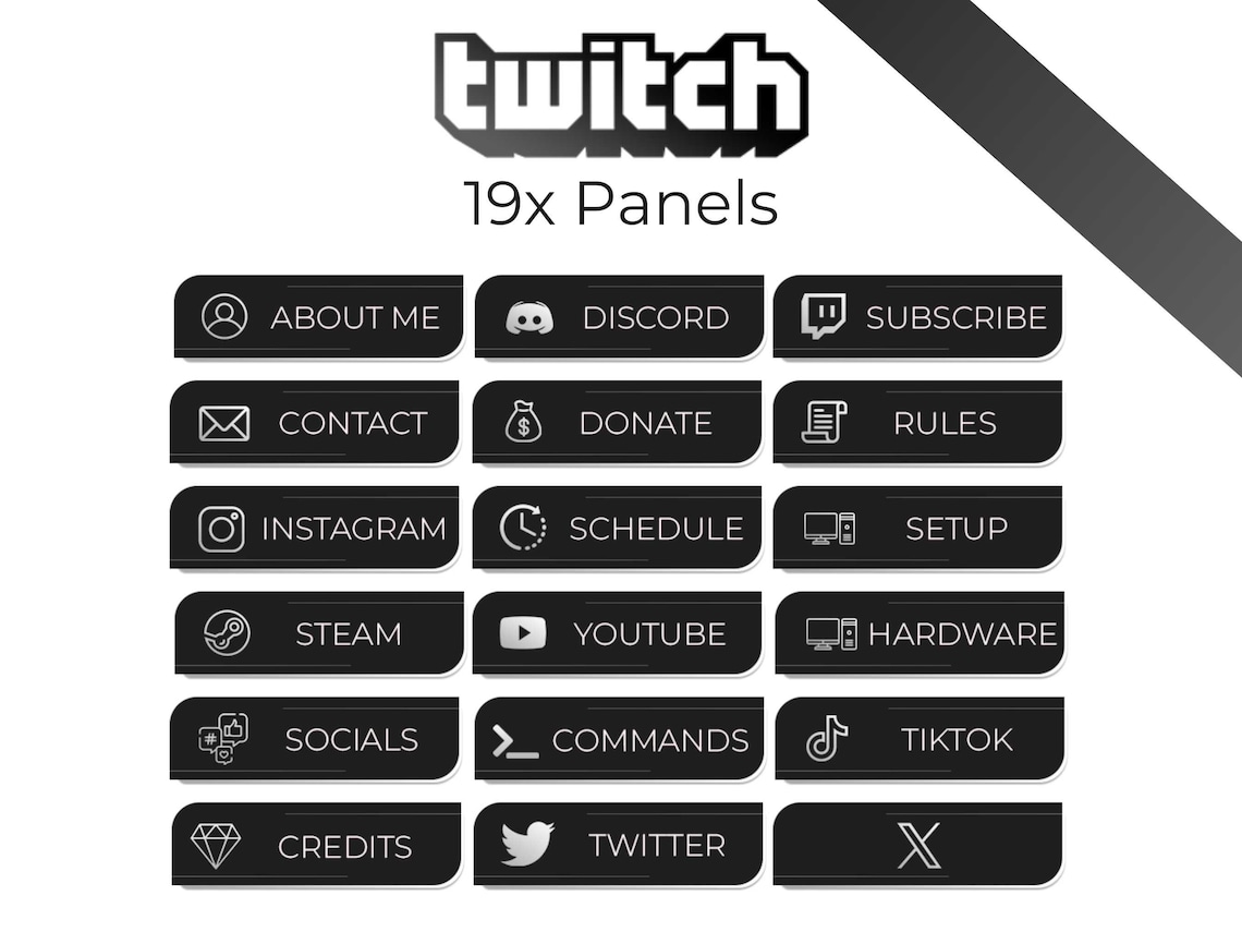 19x Minimalistic White Twitch Panels - Etsy