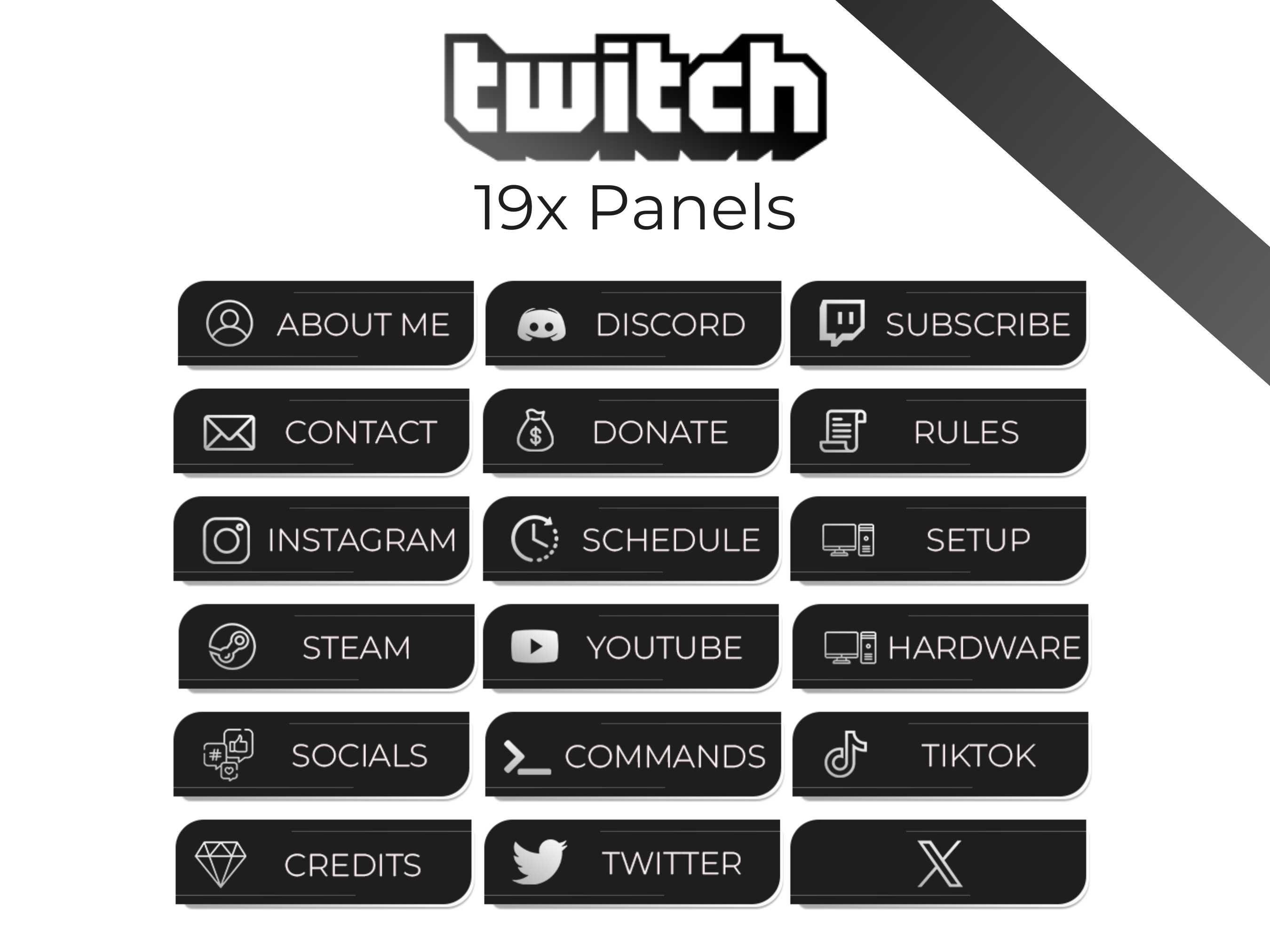 19x Minimalistic White Twitch Panels - Etsy