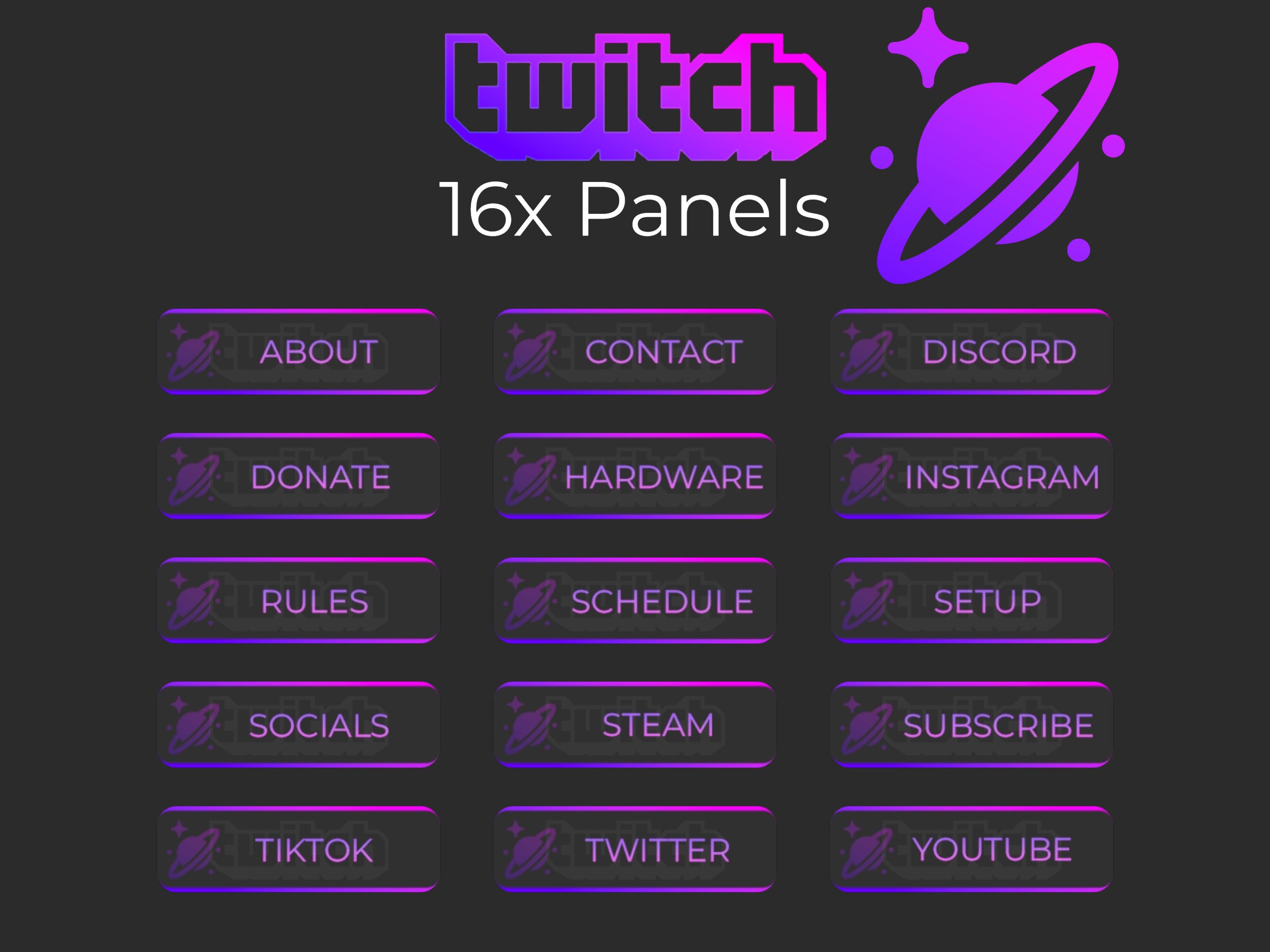 16x Minimalistic Twitch Panels Galaxy Design Purple Violet - Etsy