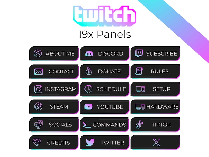 19x Minimalistic Cyan Violet Twitch Panels - Etsy