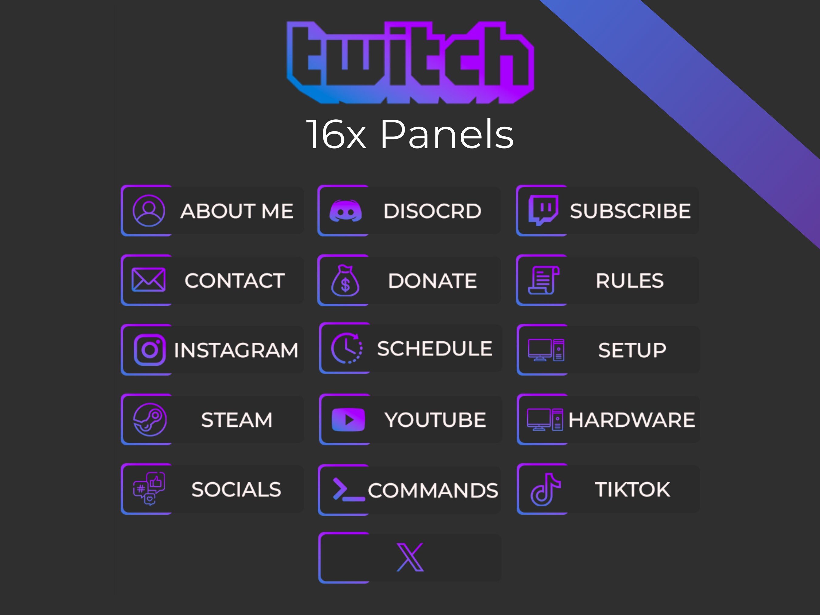 16x Minimalistic Purple Blue Twitch Panels - Etsy