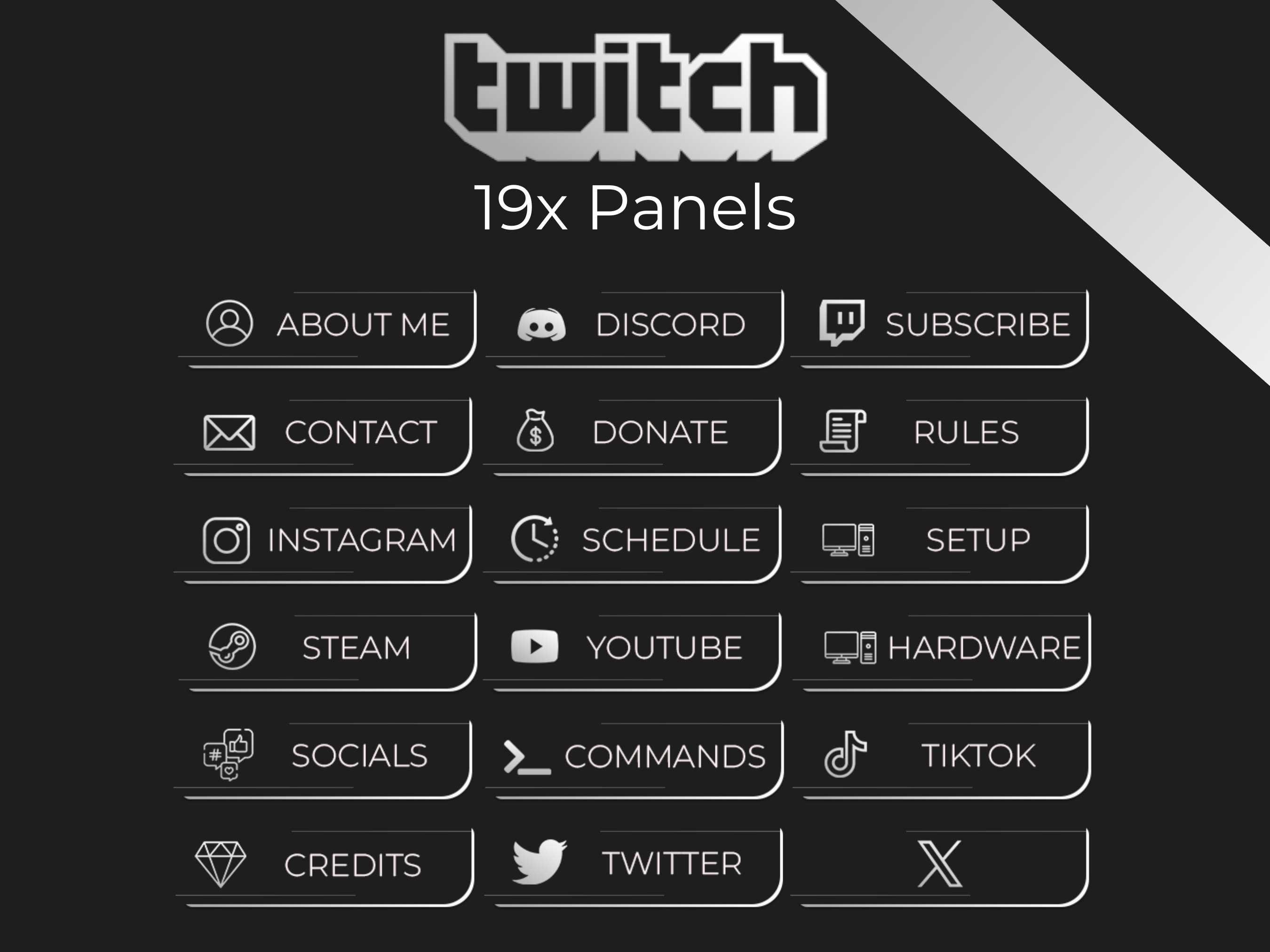 19x Minimalistic White Twitch Panels - Etsy