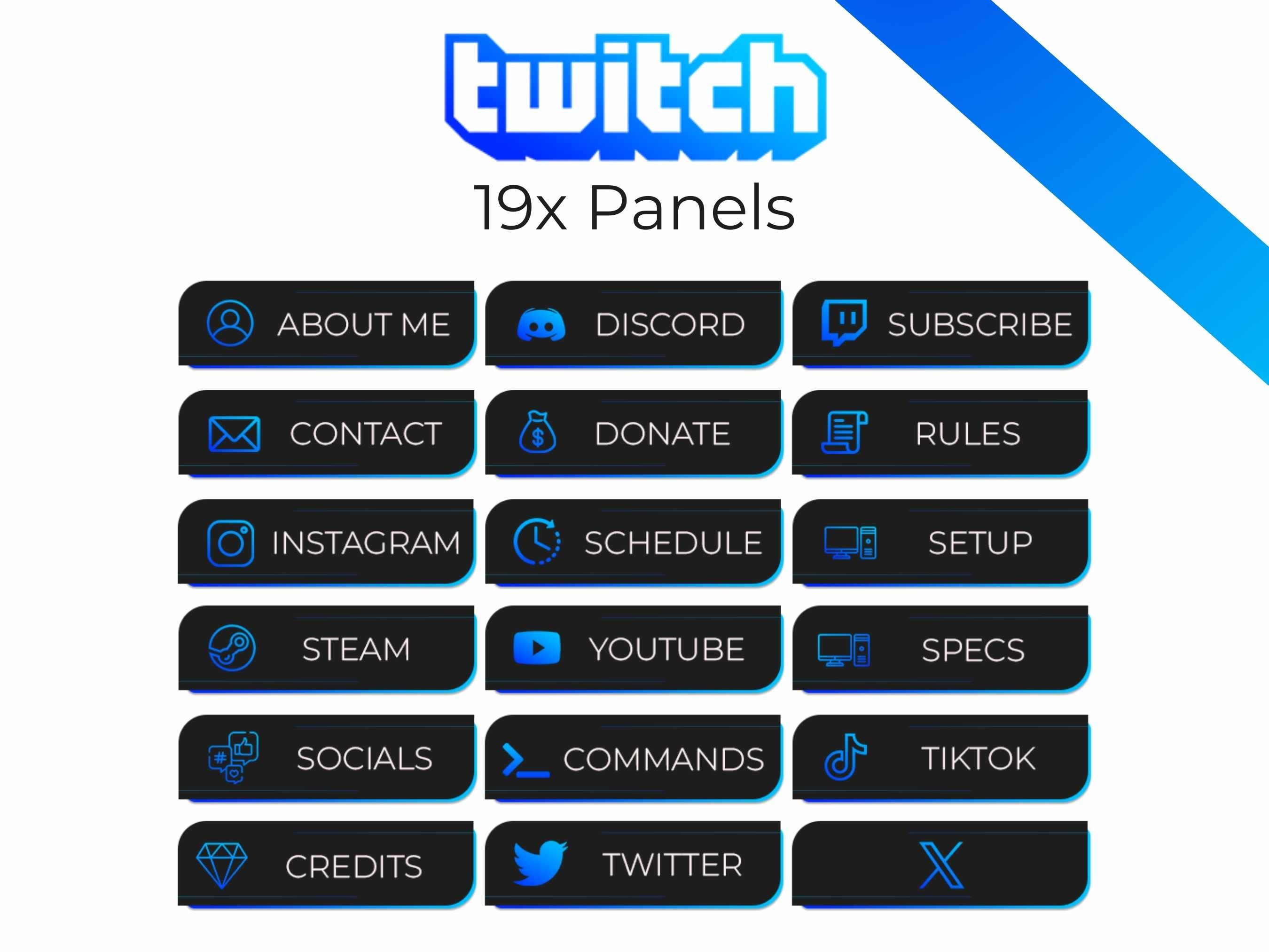 19x Minimalistic Blue Twitch Panels - Etsy
