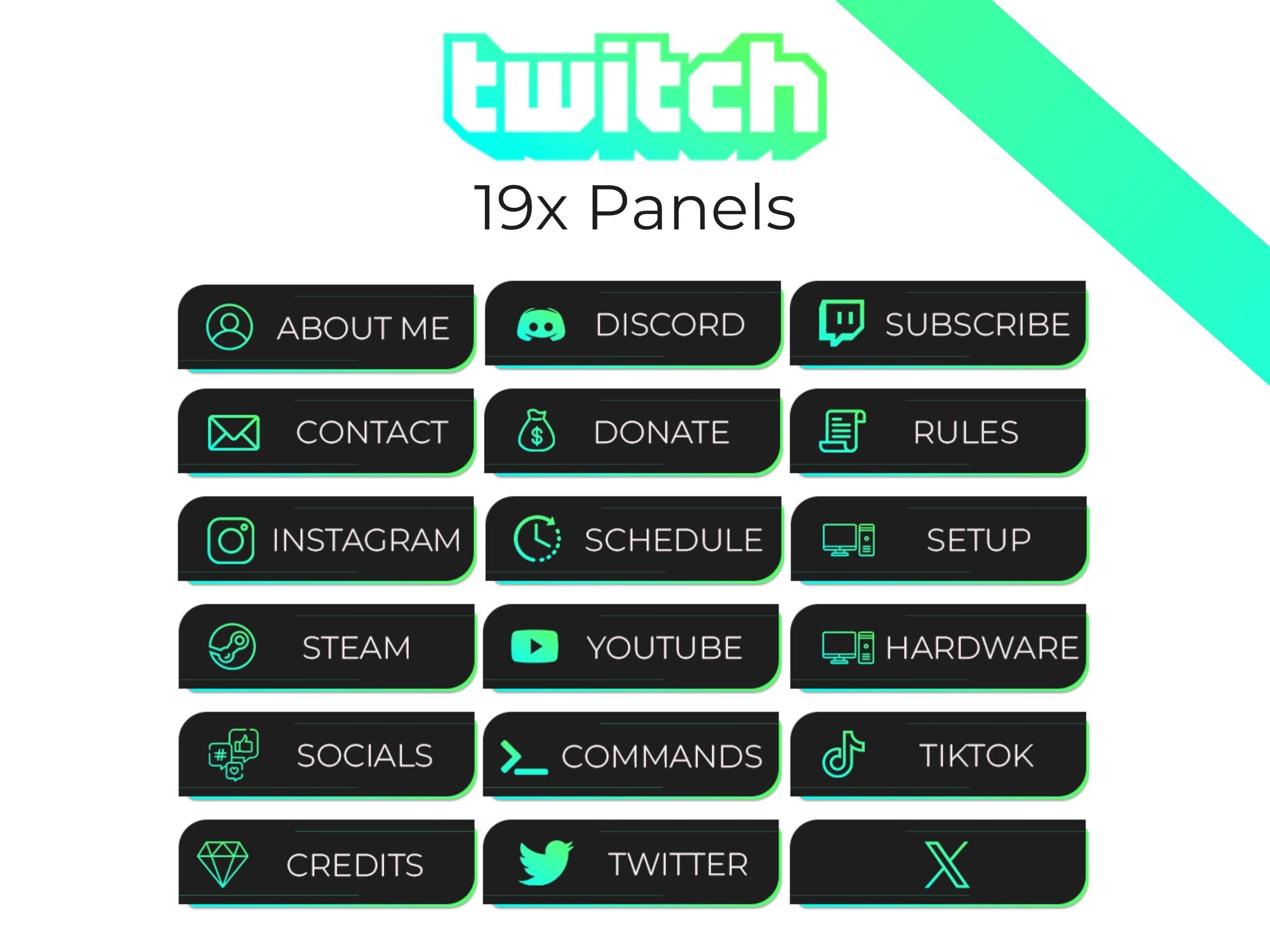 19x Minimalistic Mint Green Twitch Panels - Etsy