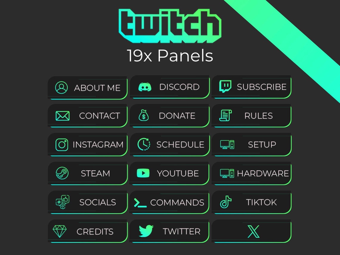 19x Minimalistic Mint Green Twitch Panels - Etsy
