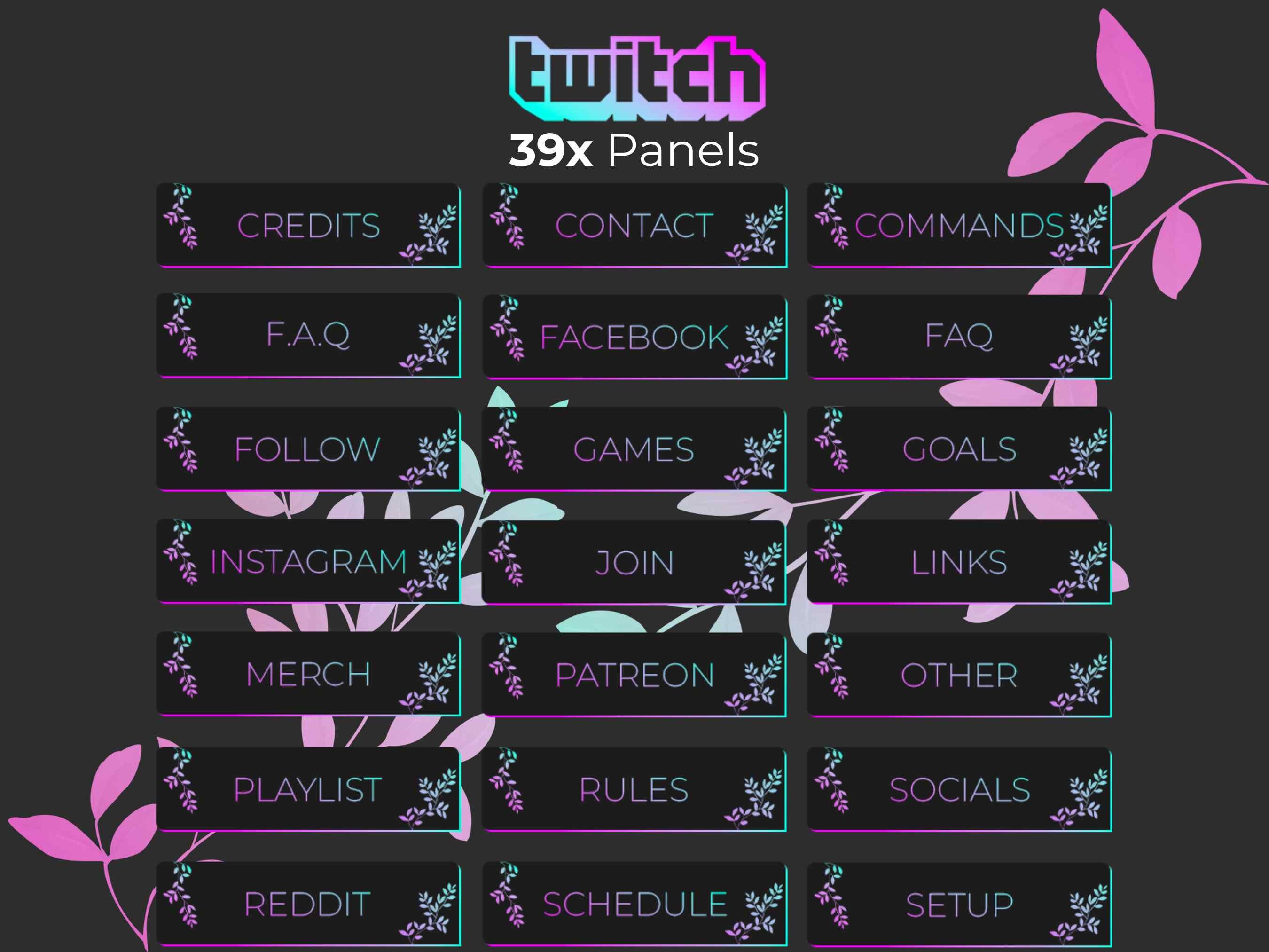 39x Minimalistic Cyan Violet Twitch Panels - Etsy