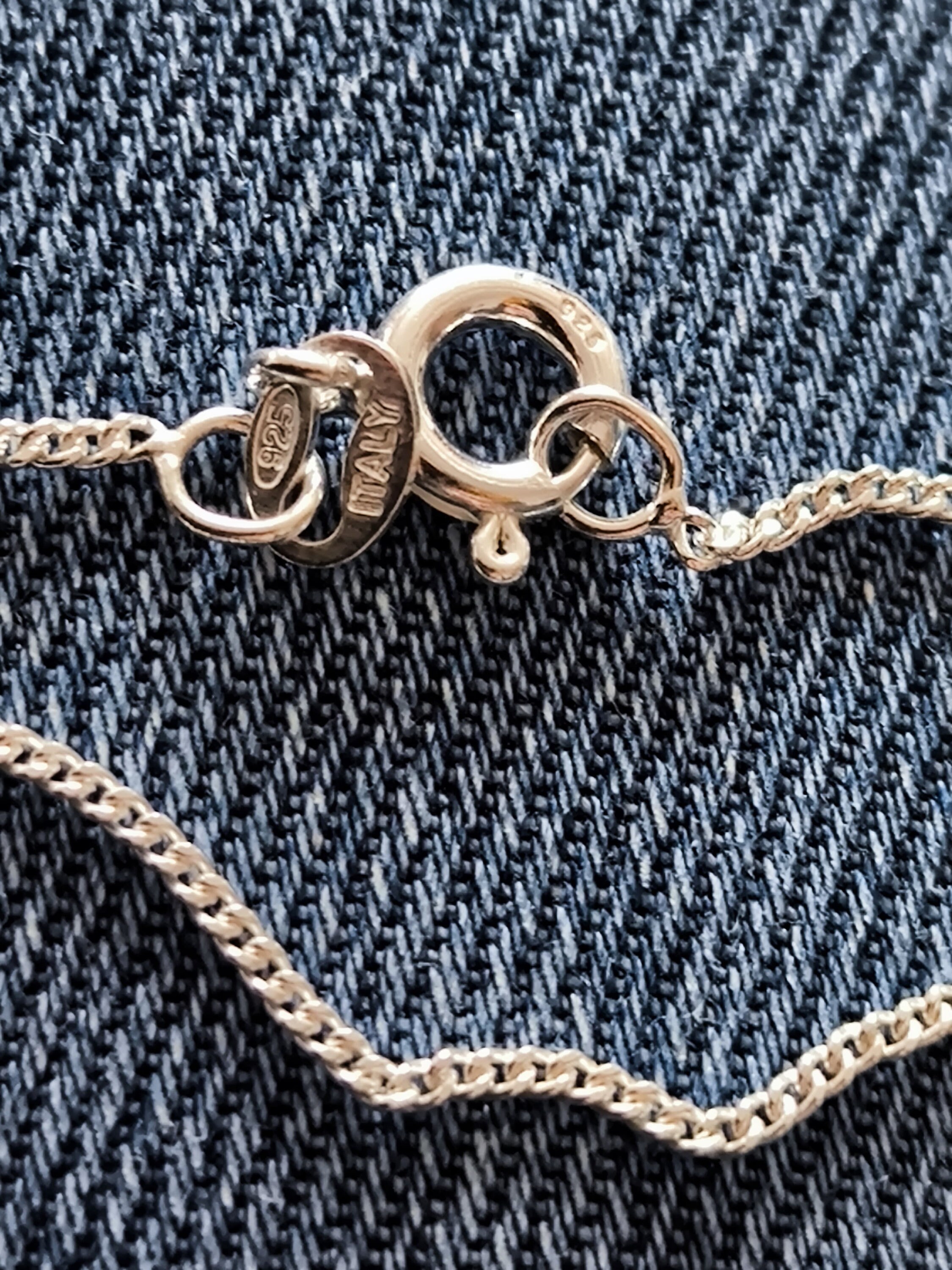 925 Marked Sterling Silver Curb Chain Medium 18'' ITALY 1.2mm Italian ...