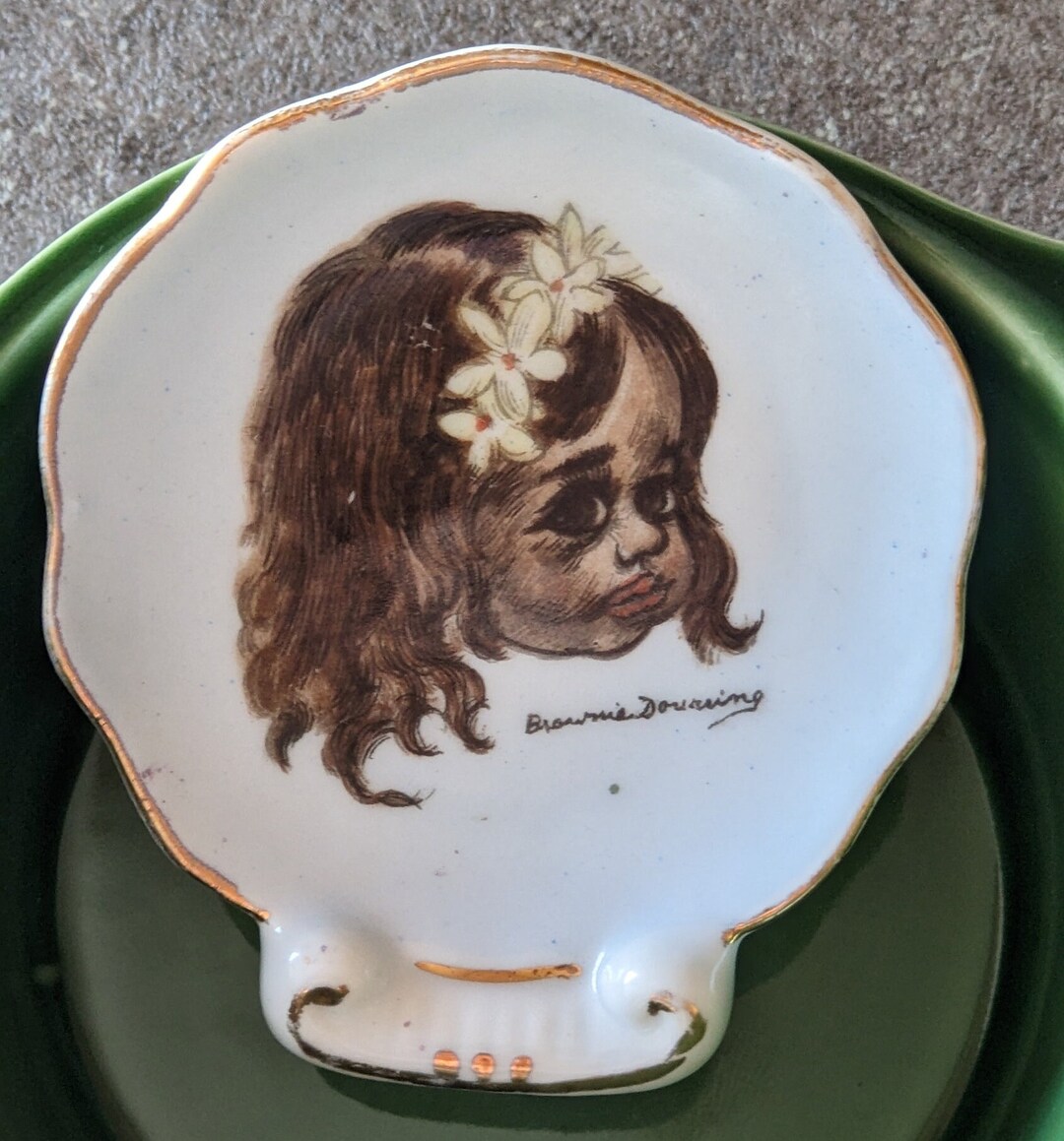 Vintage Brownie Downing Baby Flower Girl Standing Display Plate, Small ...