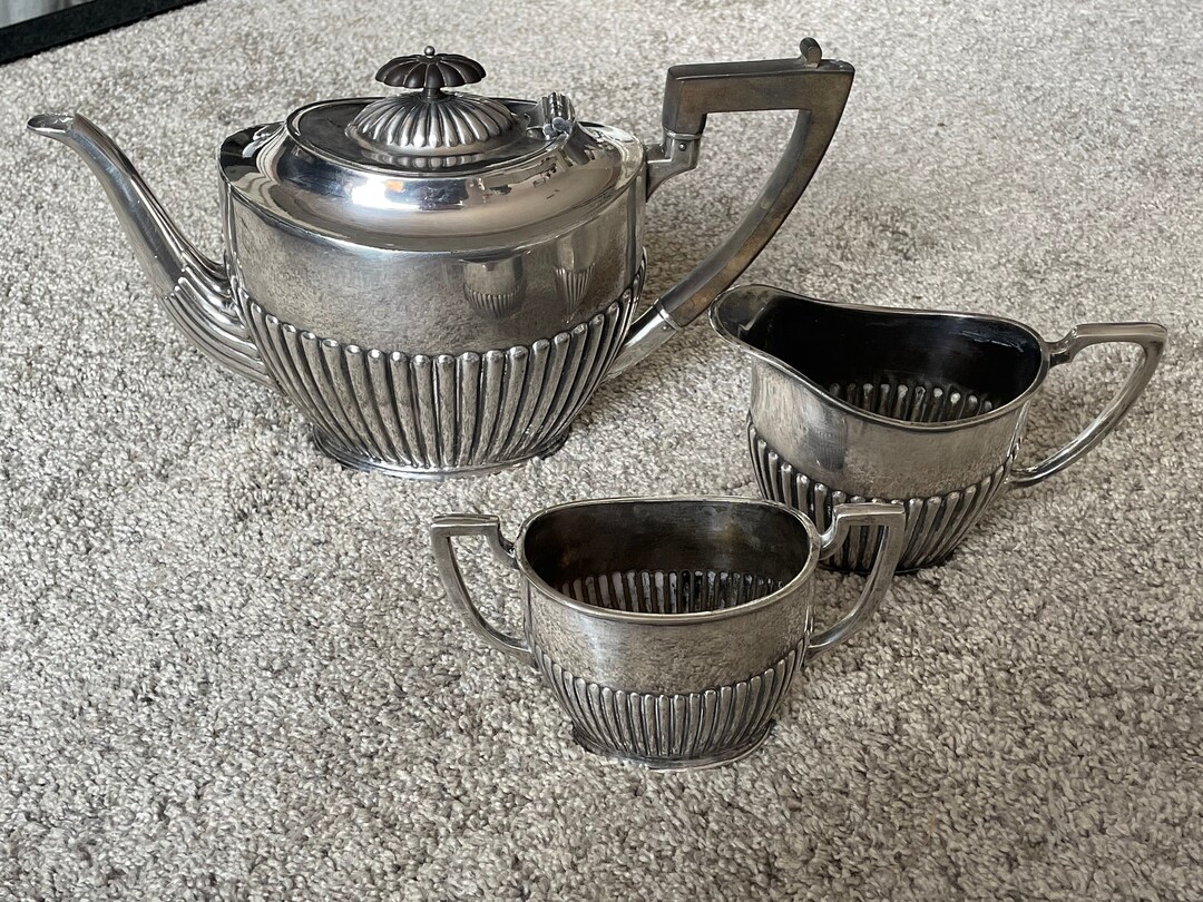L&W S. EPBM 3pc Tea Set Vintage Silver Plated Teapot Antique ...