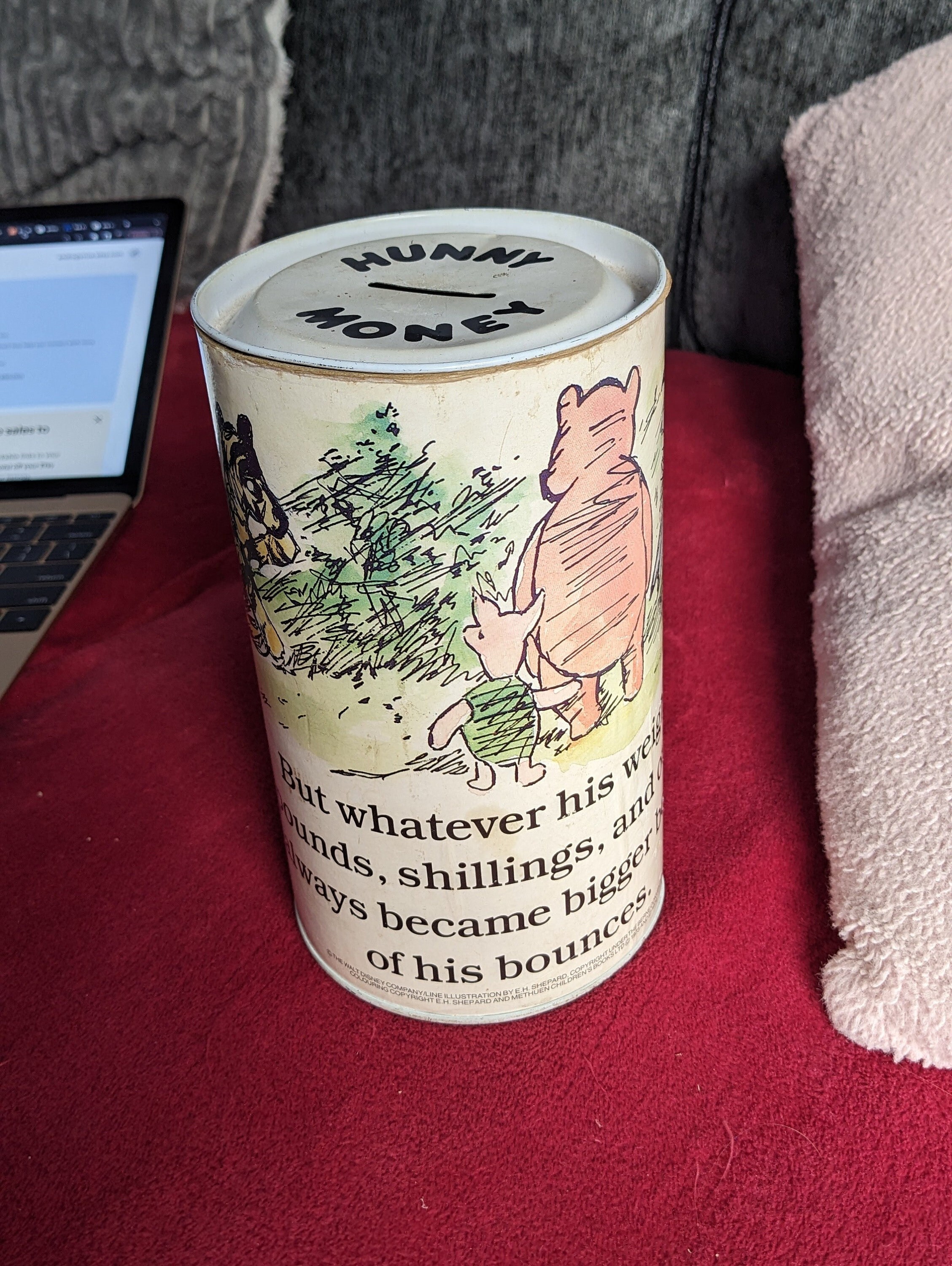 Rare Winnie the Pooh Money Tin Quote by Walt Disney Company Armstrong ...