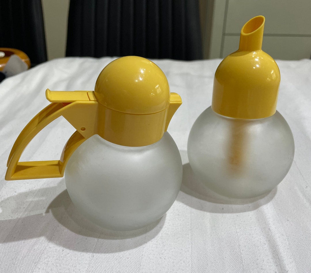 80s STOHA Cream/milk Jug & Sugar Bowl Germany 1980s Frosted Glass Pale ...