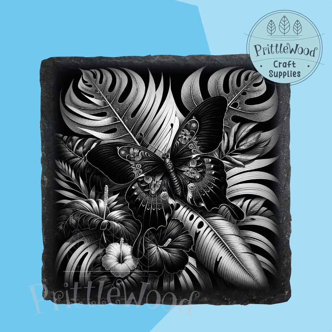 Butterfly Laser Engraving File, Slate Coaster 3D Illusion (digital File ...