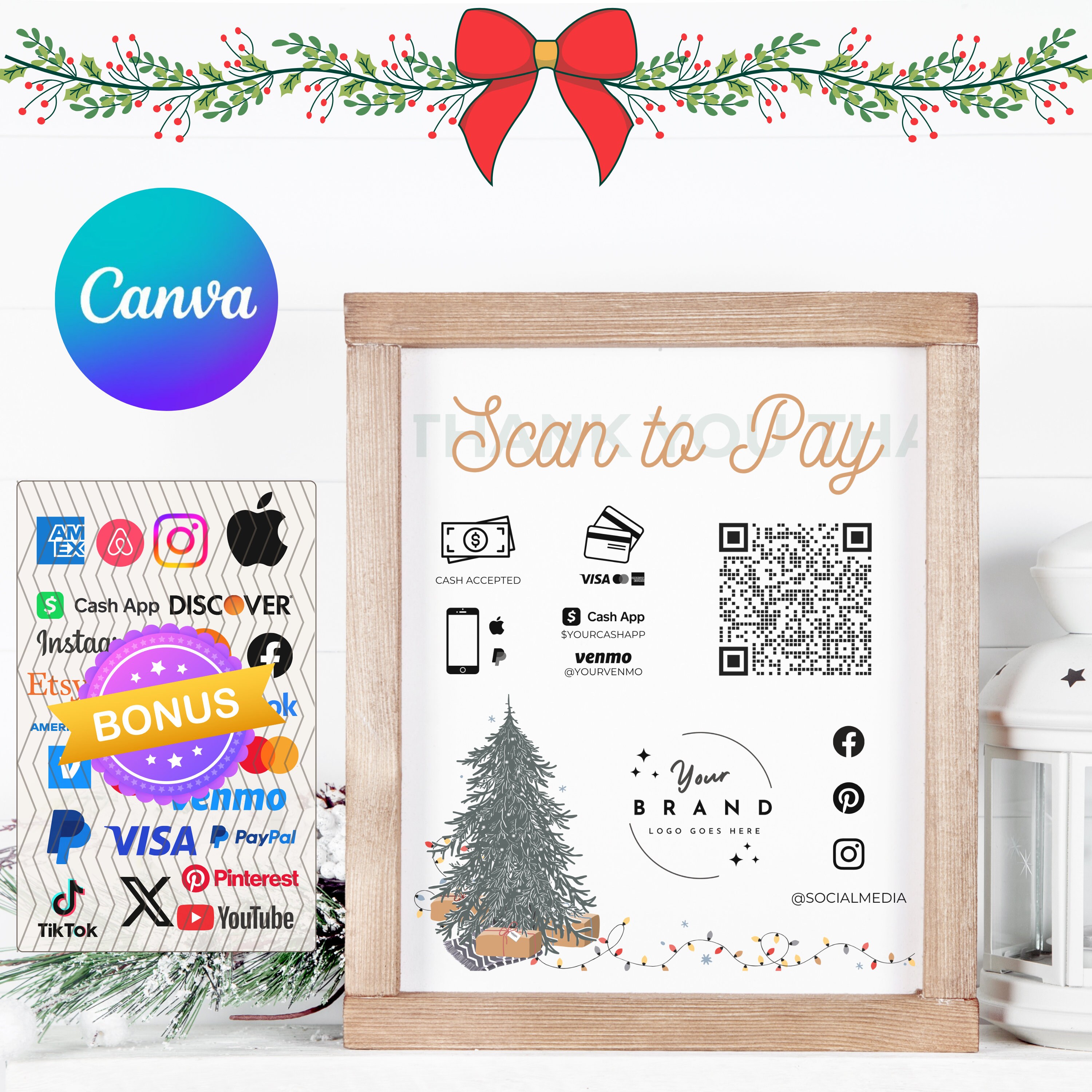 Christmas Scan to Pay Sign Editable Scan to Pay Sign - Etsy