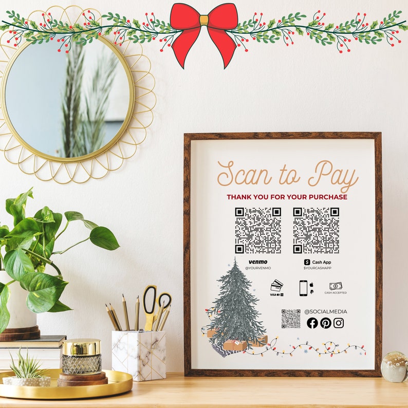 Christmas Scan to Pay Sign, Editable Scan to Pay Sign, Editable QR Code ...