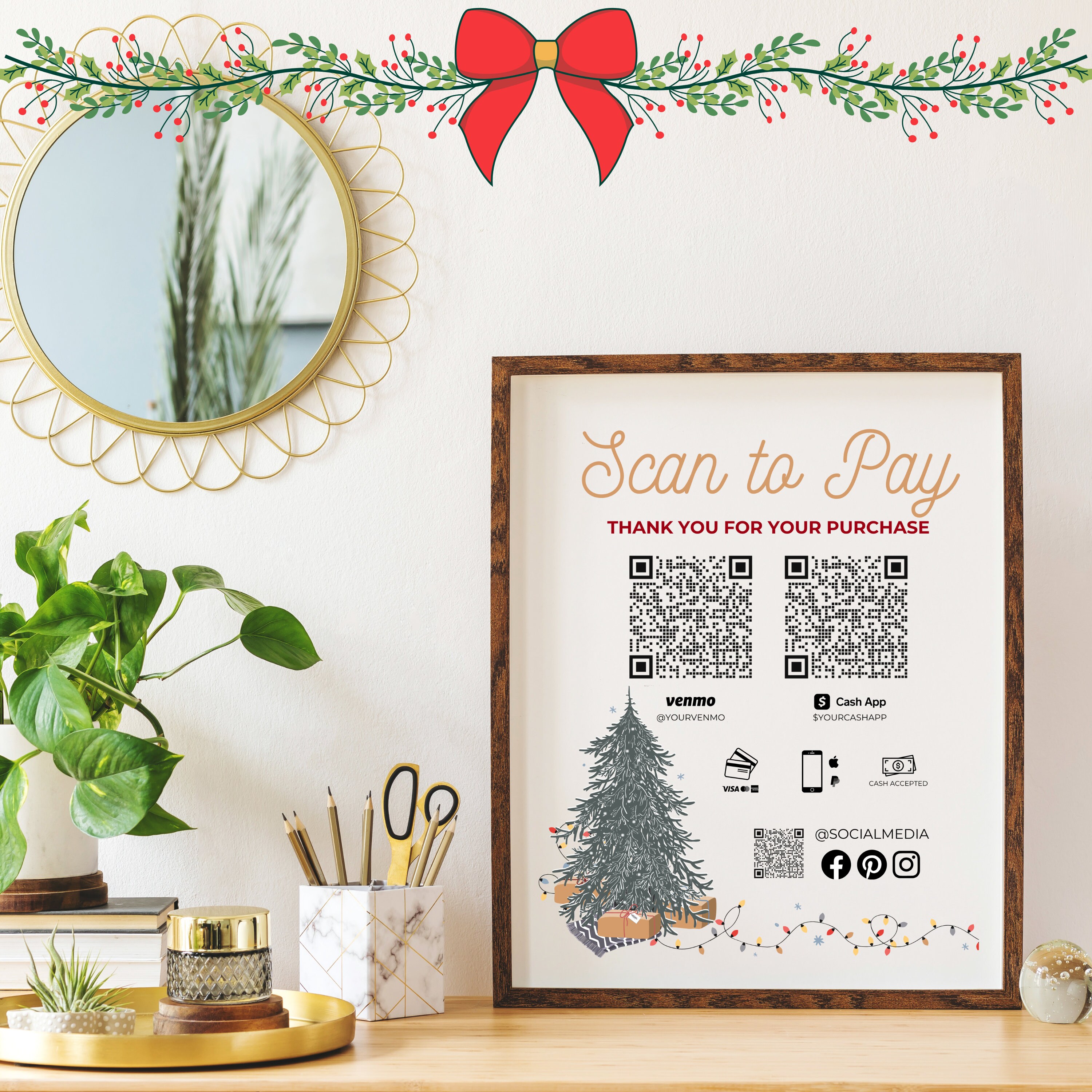 Christmas Scan to Pay Sign Editable Scan to Pay Sign - Etsy