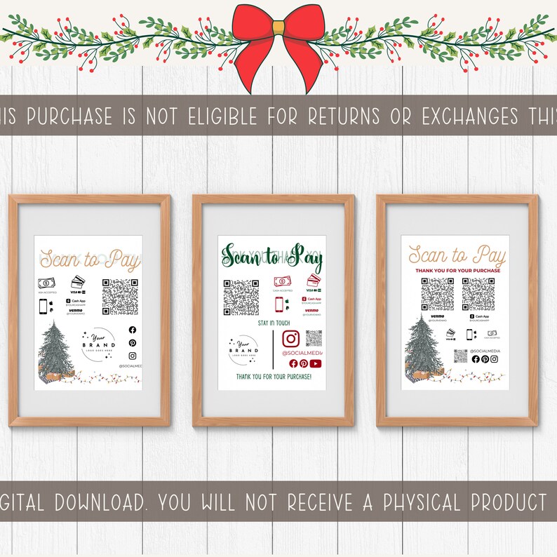 Christmas Scan to Pay Sign, Editable Scan to Pay Sign, Editable QR Code ...