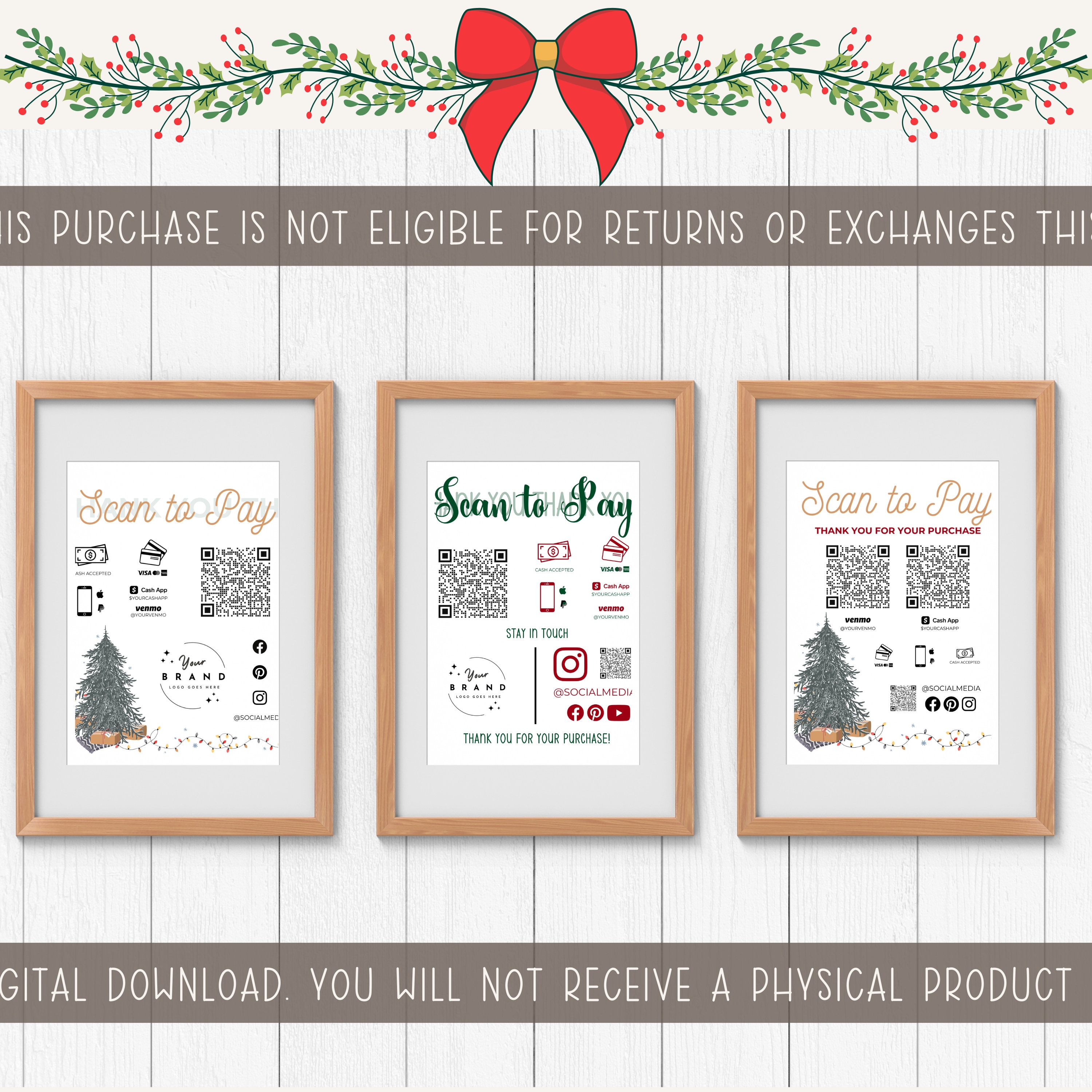 Christmas Scan to Pay Sign, Editable Scan to Pay Sign, Editable QR Code ...