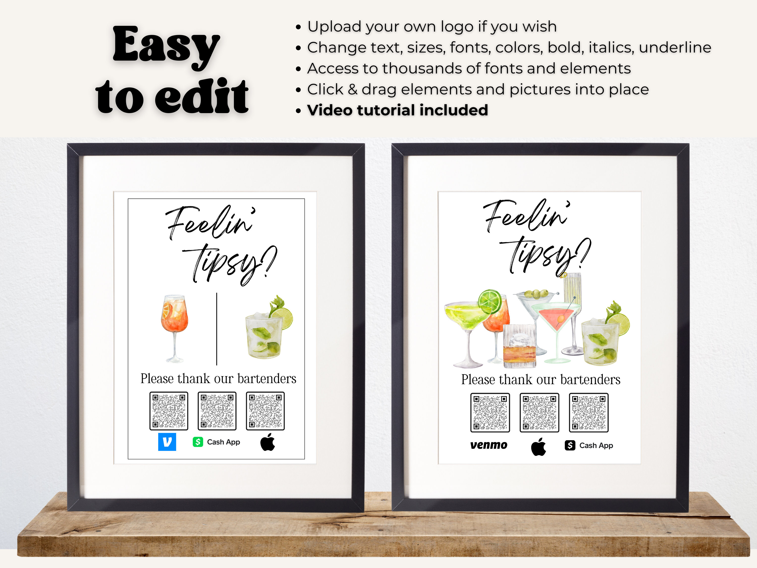 Canva Tip Jar, Editable Tip Jar Sign, Feelin' Tipsy, Feelin Tipsy Sign ...
