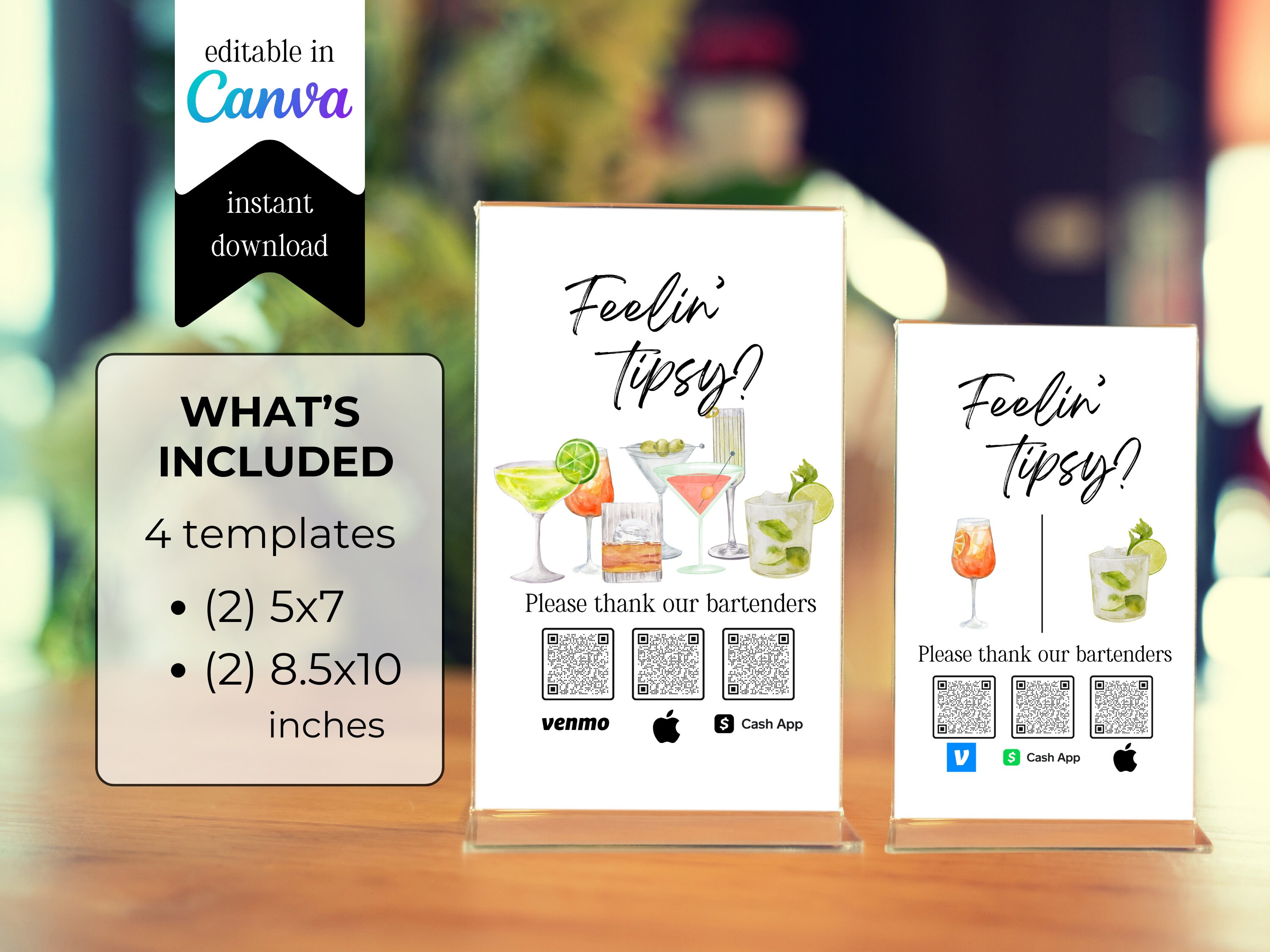 Canva Tip Jar, Editable Tip Jar Sign, Feelin' Tipsy, Feelin Tipsy Sign ...